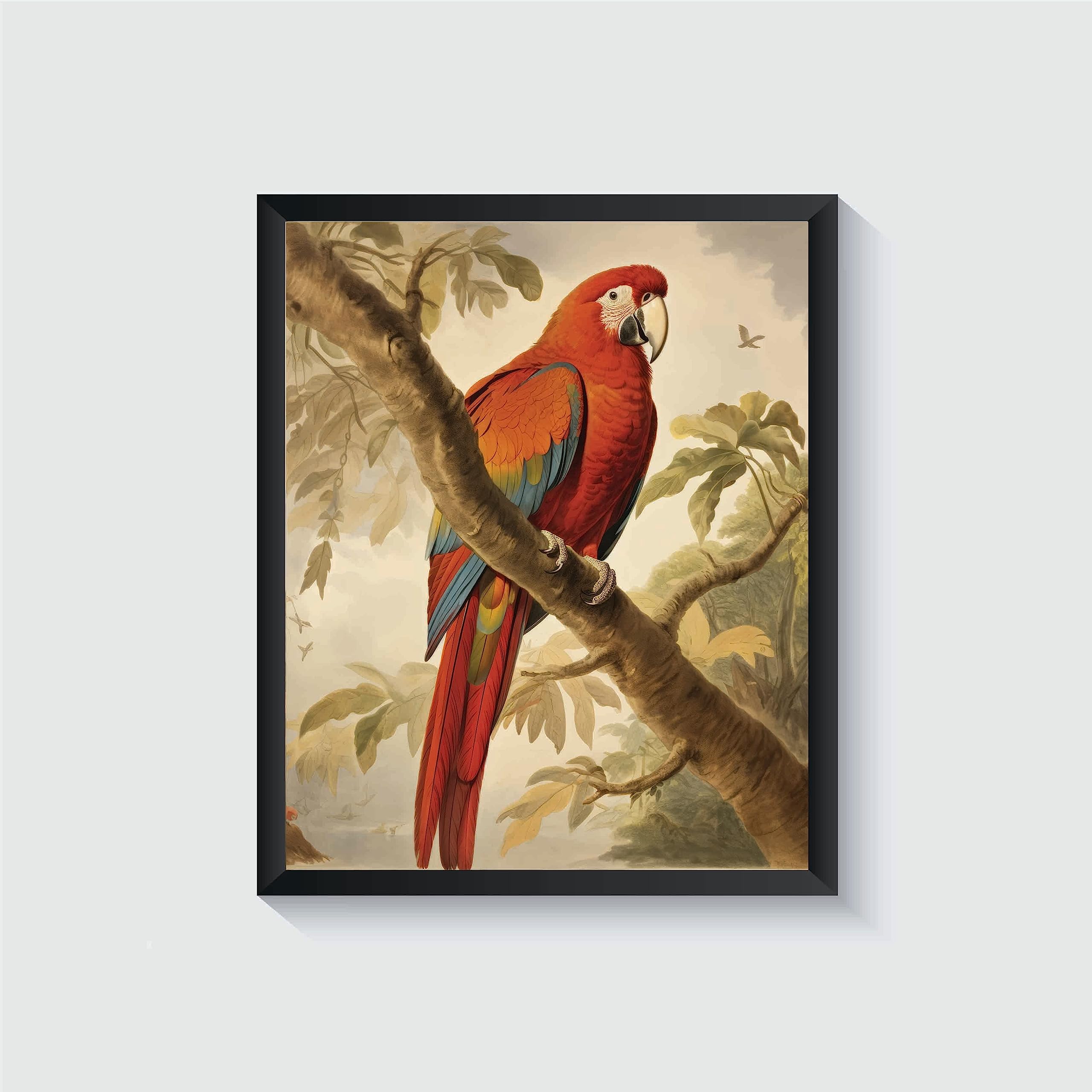 Amazon.com: Parrot Poster Art Print Retro Vintage Bird Wall Art Poster ...