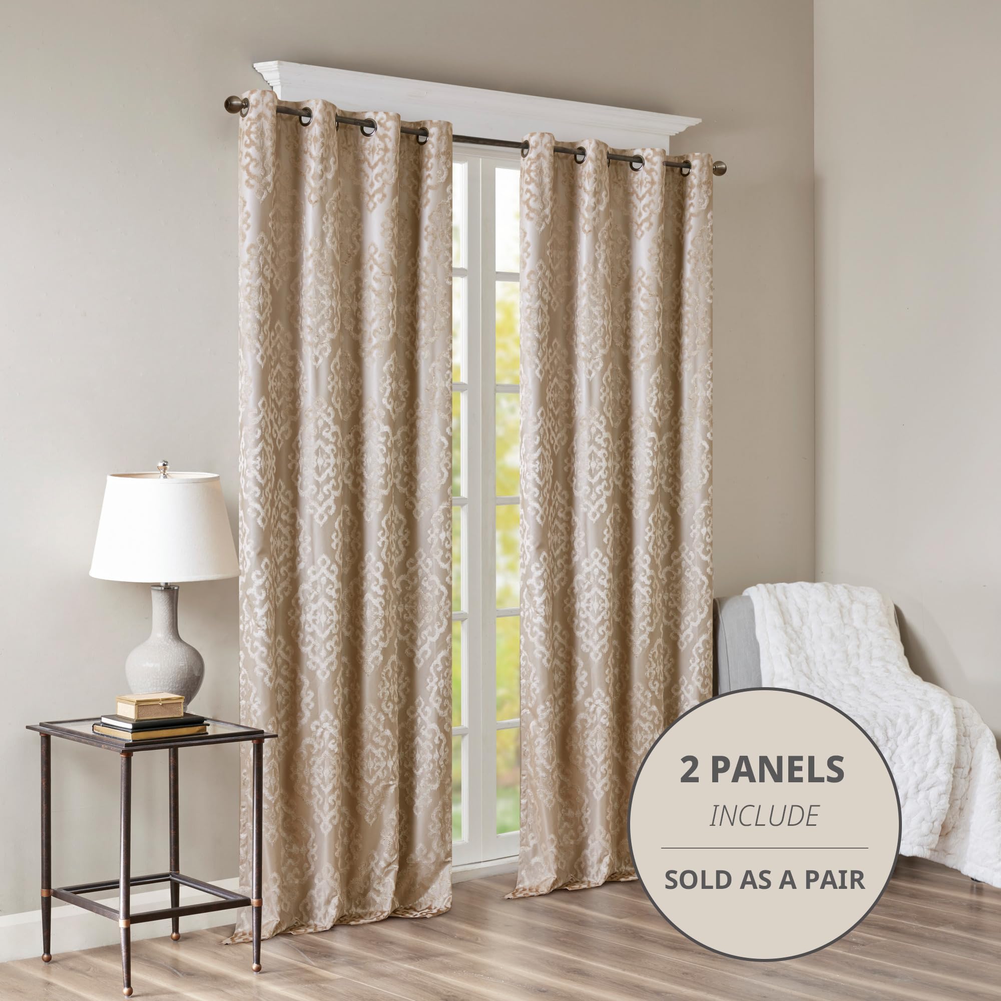 SunSmart 2 Panel Blackout Curtains for Bedroom Windows, Knitted ...