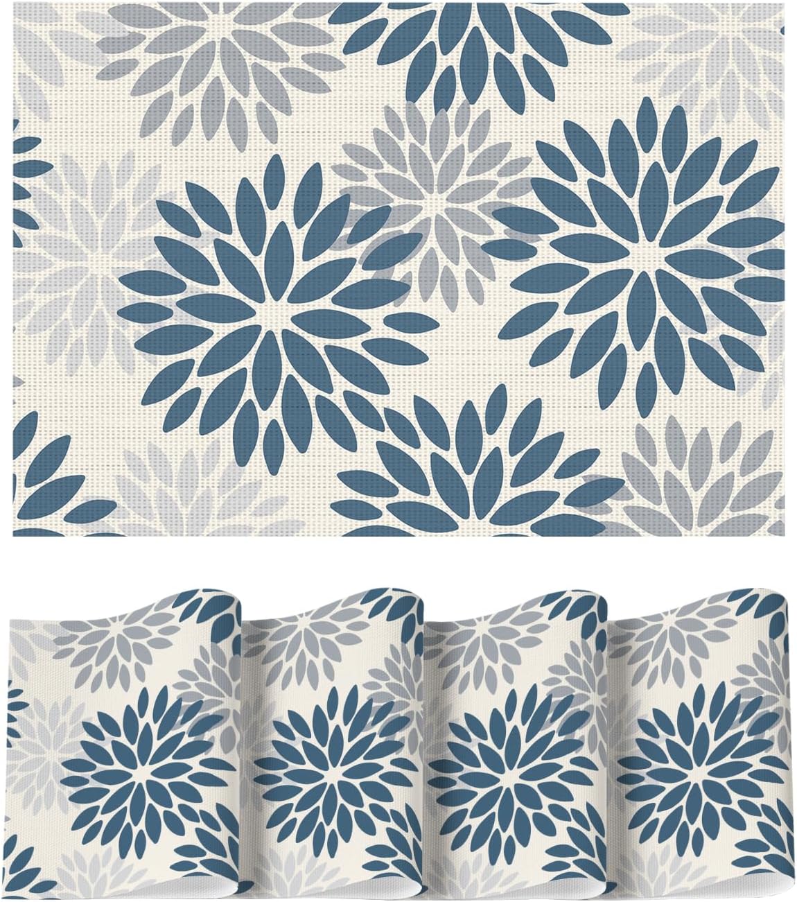 Amazon.com: Artoid Mode Floral Vinyl Placemats Set of 4, Washable Heat ...
