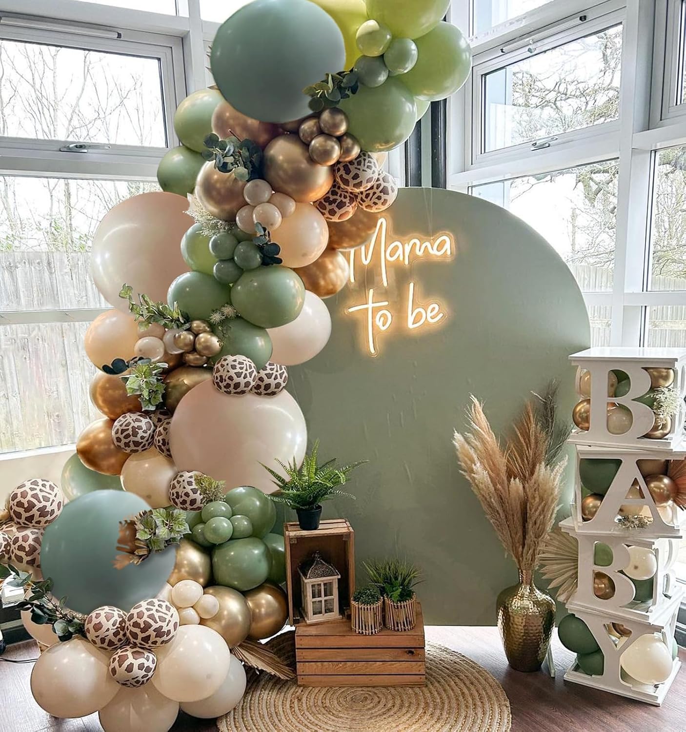 Amazon.com: Sage Green Sand White Gold Balloons Garland Kit, Sage ...