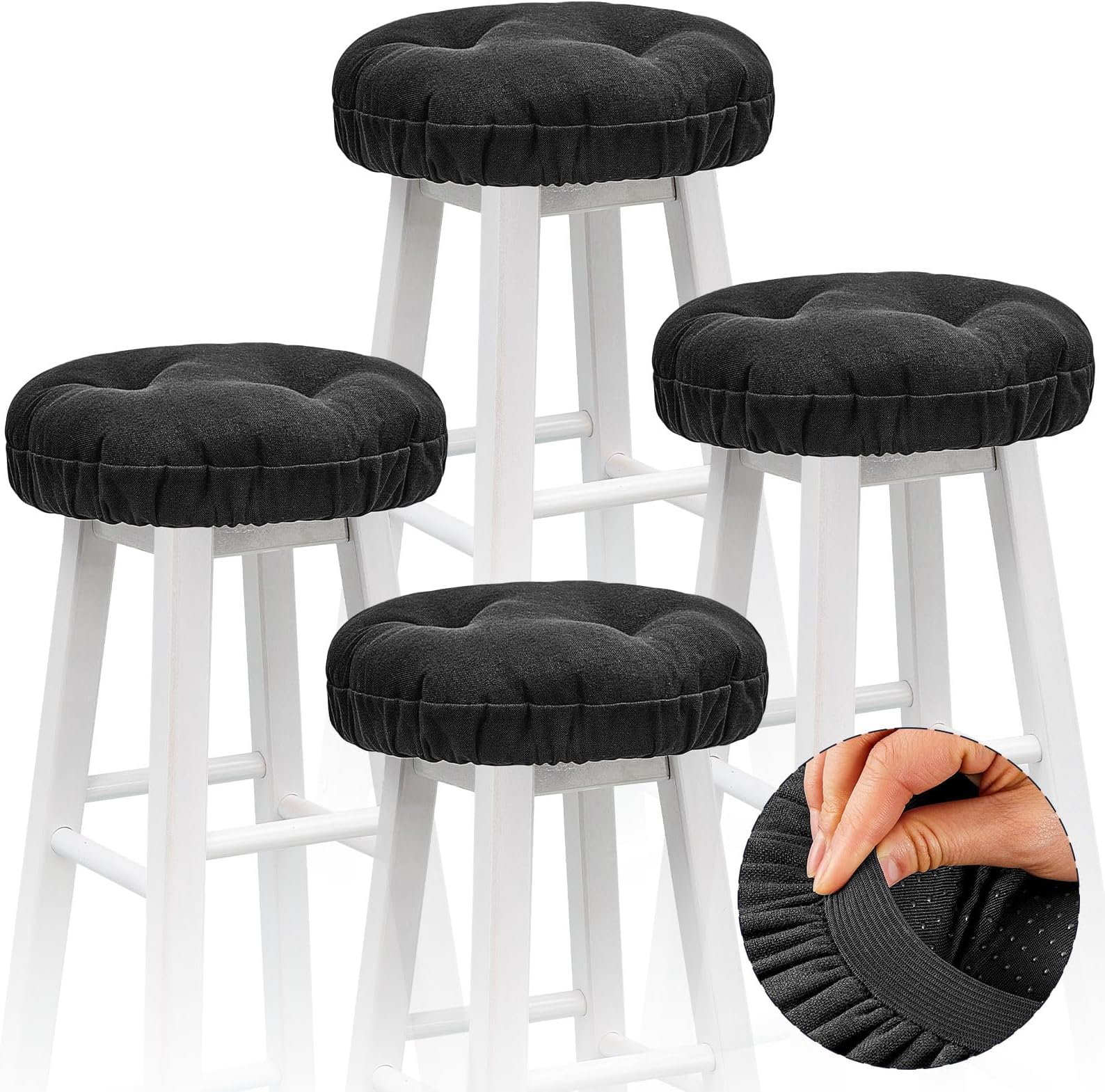 Amazon.com: Deisy Dee Pack of 4 Polyester Round Bar Stool Covers ...