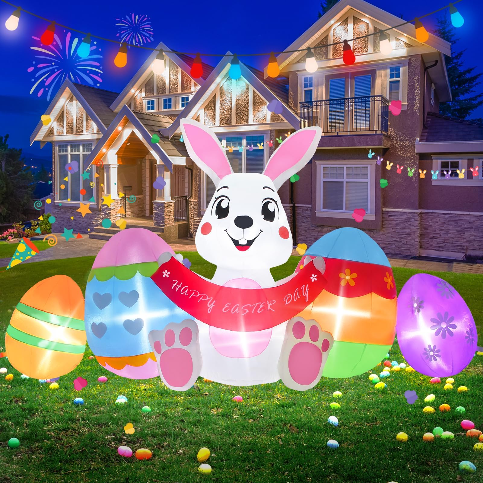 Amazon.com: Bencailor Easter Inflatables Outdoor Decorations Rabbit ...