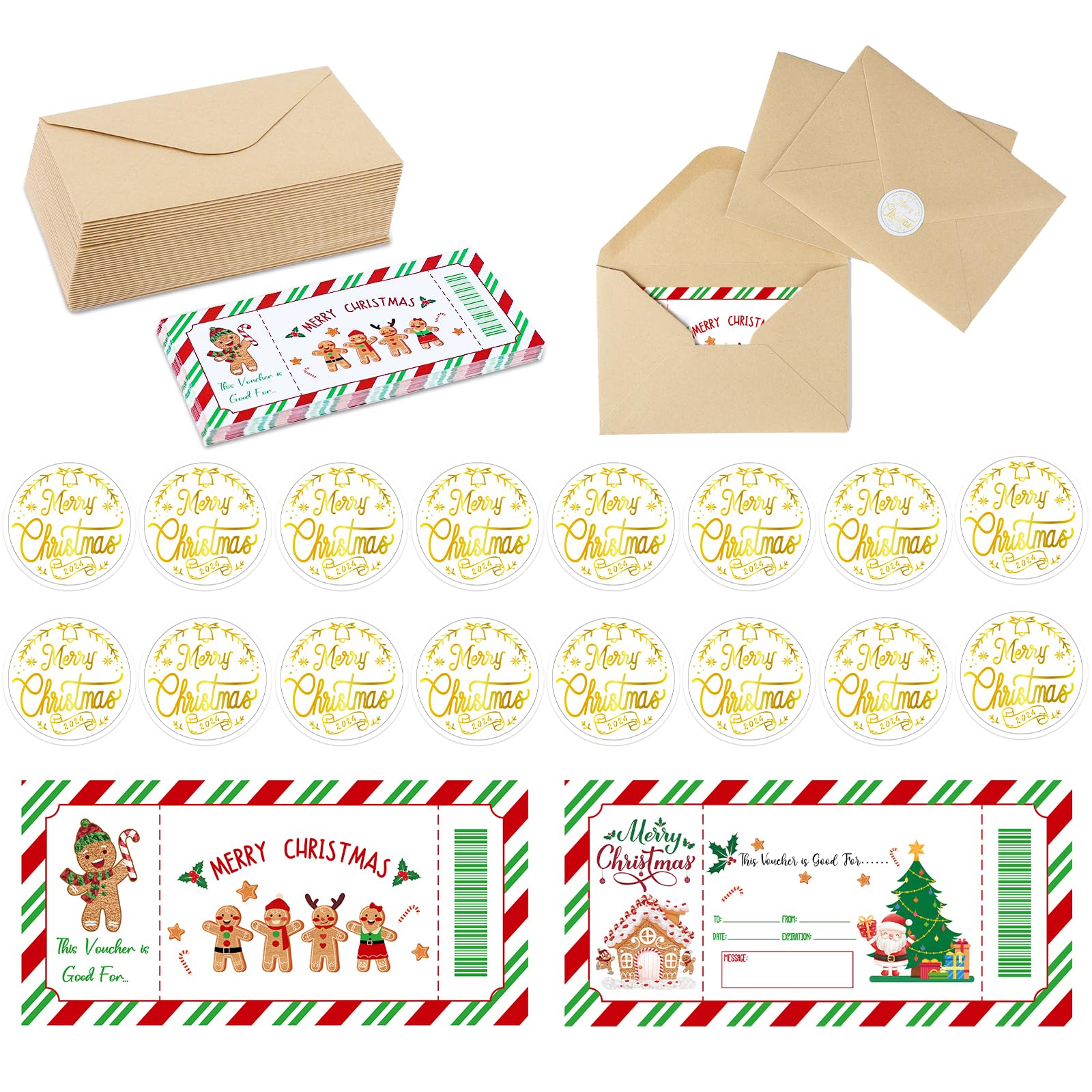Amazon.com : 36 Christmas Gift Certificates Set Included 36 Pcs Blank ...