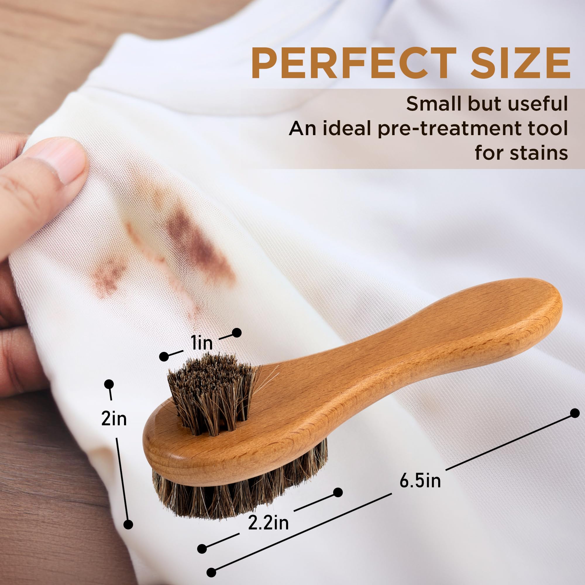 Snapklik.com : DUGATO Dual-Bristle Horsehair Laundry Stain Brush Set