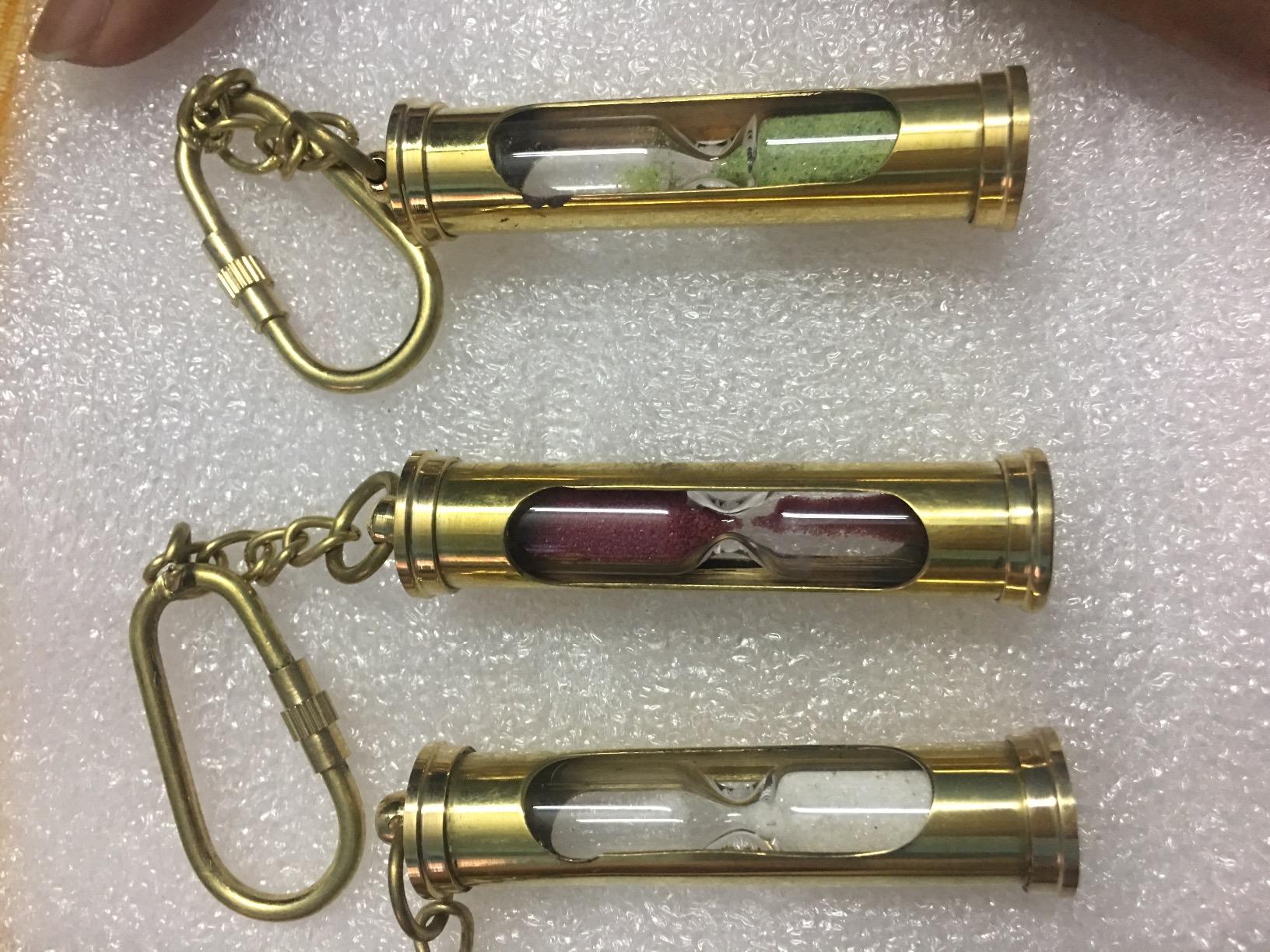 Artshai Antique Vintage Style 3 Colour Brass Hourglass Keychain Combo ...