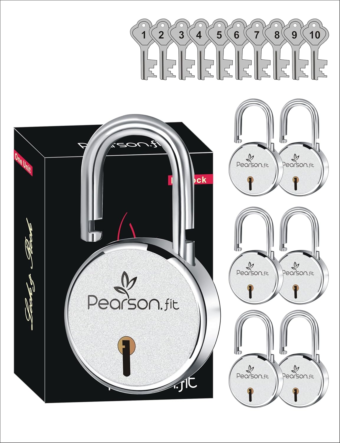 Pearson.fit Round Padlock 65mm 7 Lock Open with 10 Same Key 8 levers Double Locking Anti Thift ...