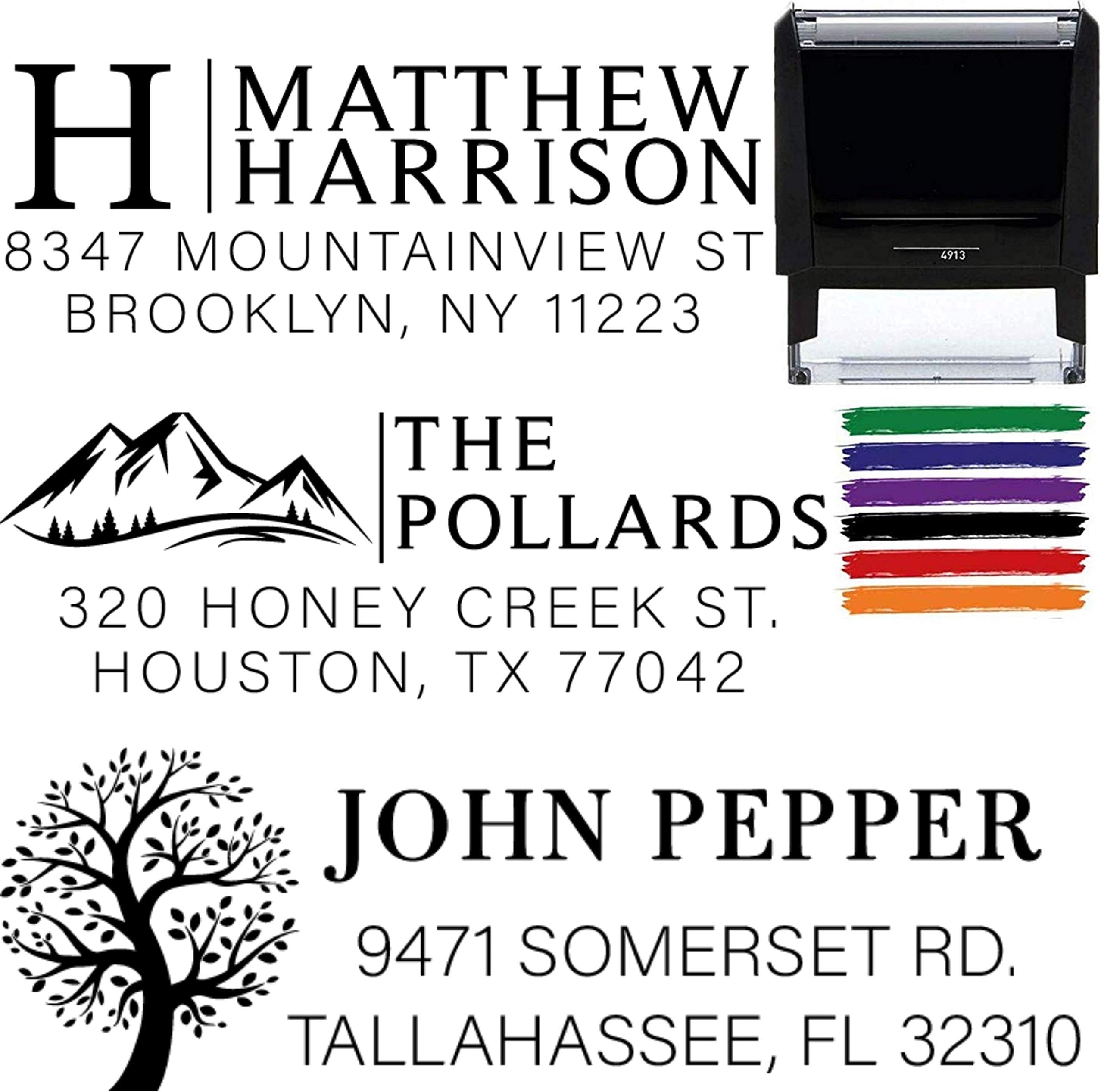 Amazon.com : Custom Address Stamps Self Inking or Wood Handle 10 ...
