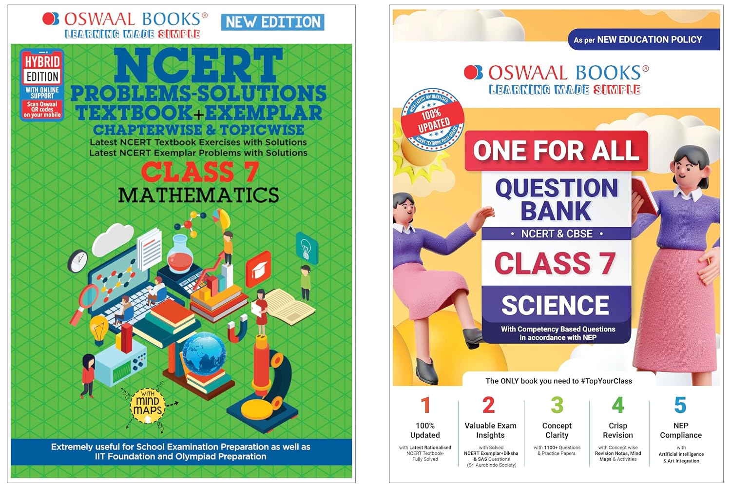Oswaal NCERT Textbook+Exemplar Class 7 Maths (For 2023 Exam) & Oswaal ...