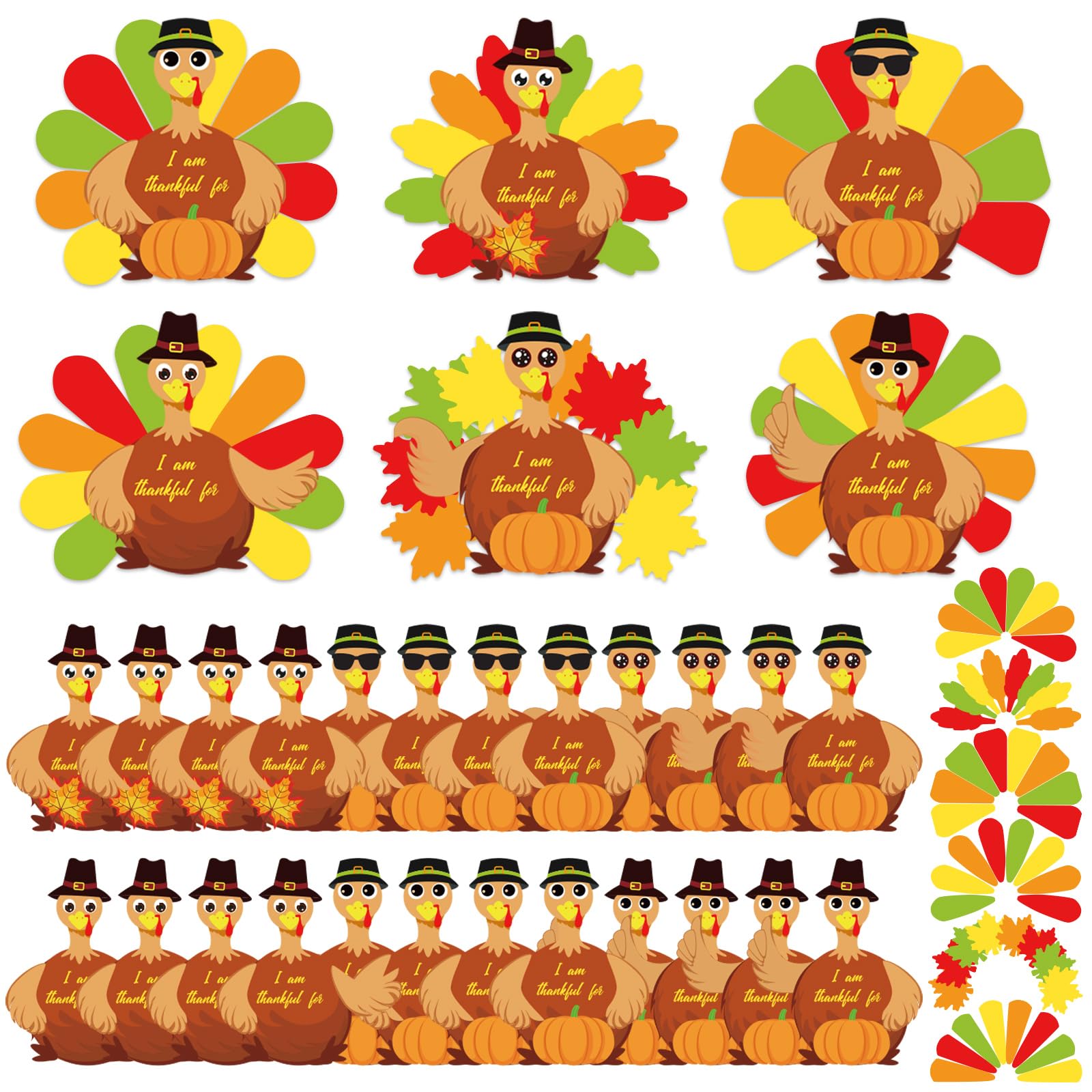 Amazon.com: Whaline 24 Sets 216Pcs Thanksgiving Turkey Craft Kit ...