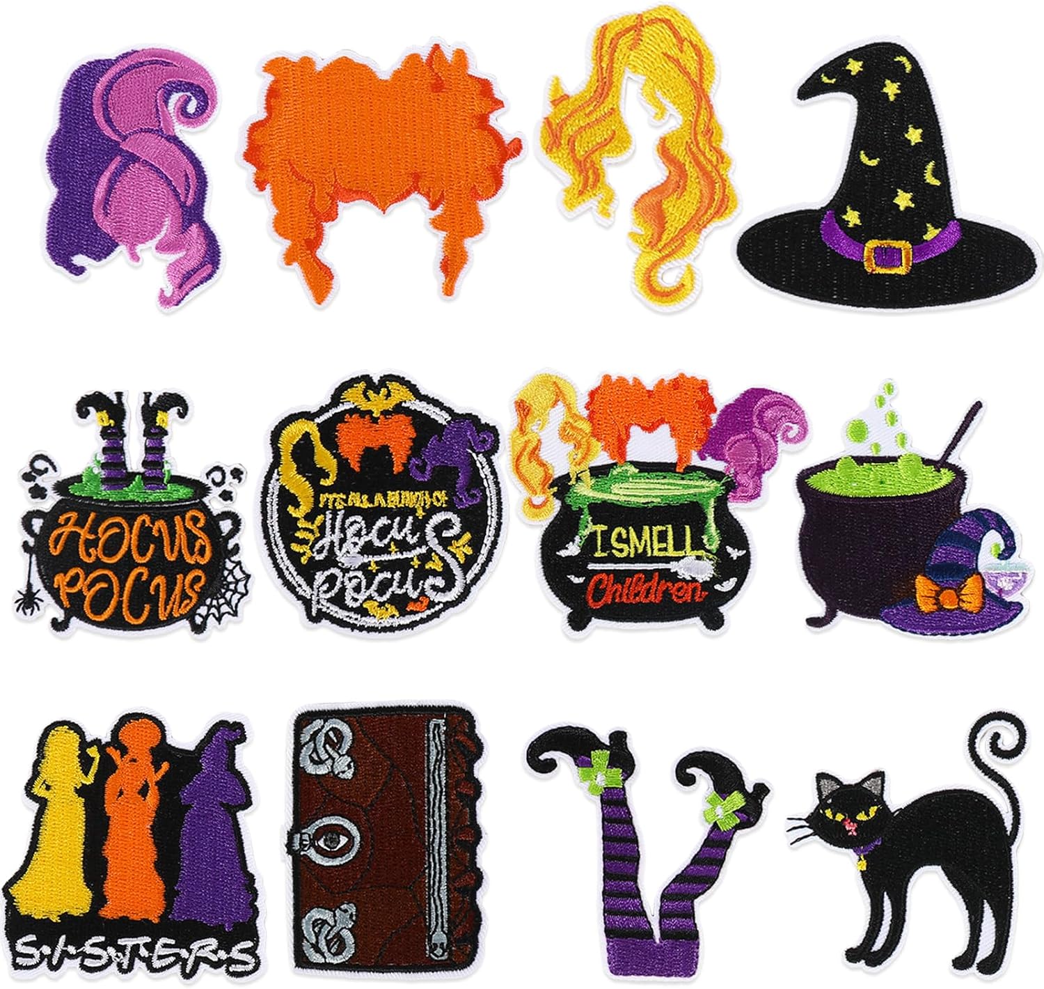 Amazon.com: Whaline 12Pcs Hocus Pocus Iron-On Sew-On Patches Halloween ...