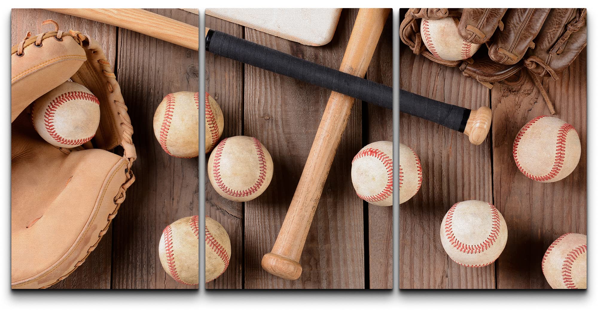 Amazon.com: wall26 Canvas Print Wall Art Baseball Bat, Ball & Mitt on ...