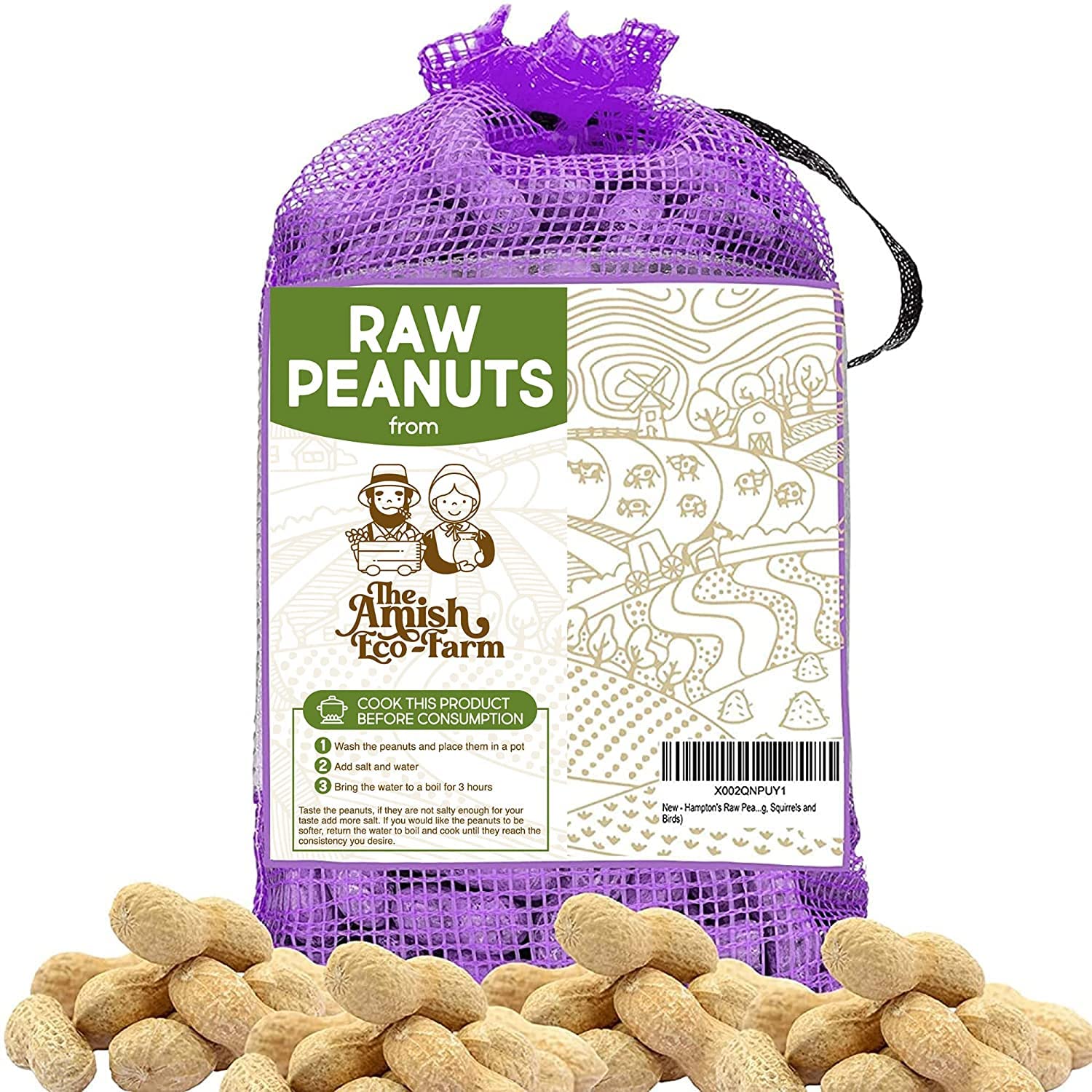 Amazon.com: THE AMISH ECO-FARM | Raw Peanuts in Shell Fancy 6 lbs ...