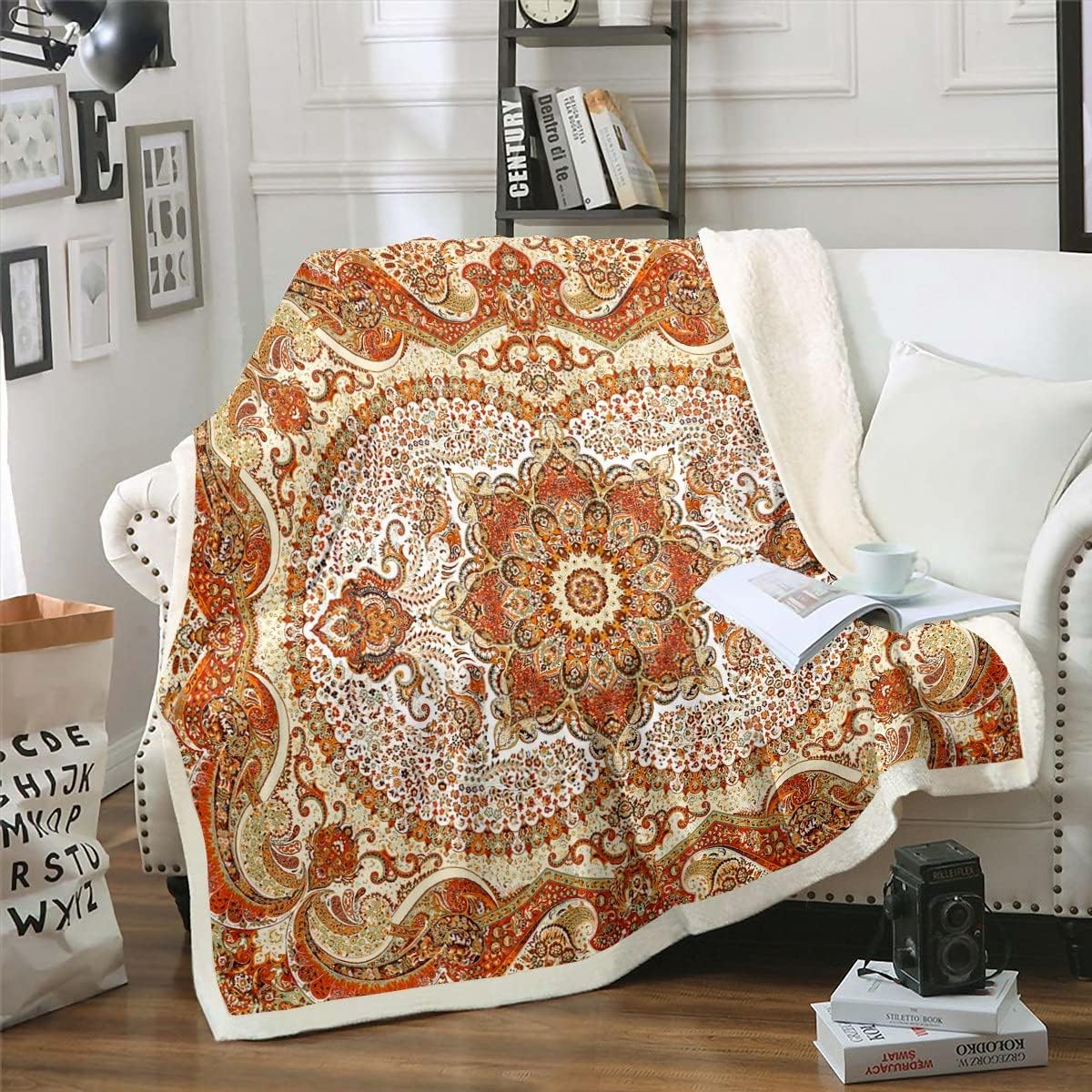 Amazon.com: Oriental Floral Throw Blanket for Couch Vintage Flower ...