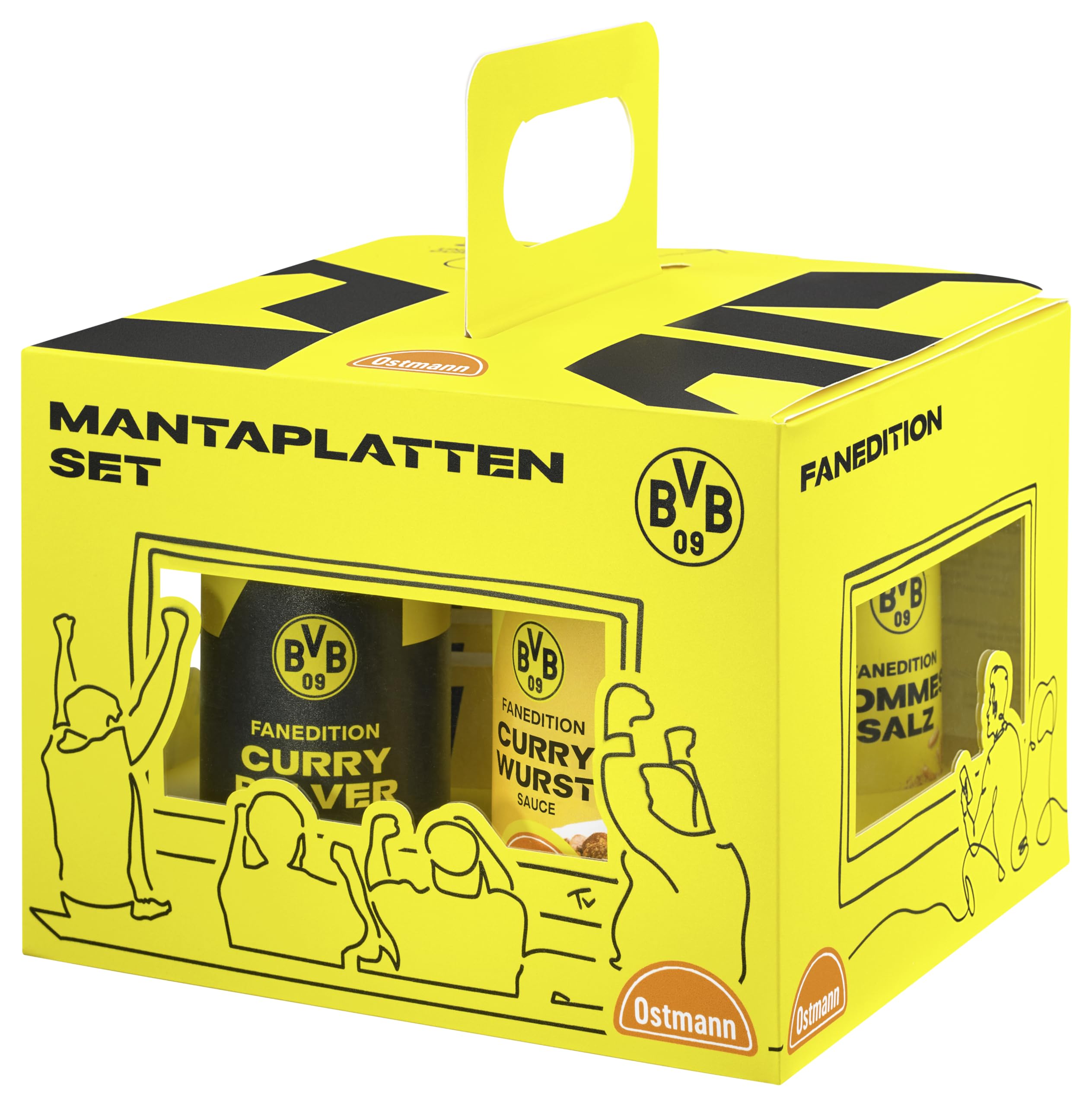 BVB x Ostmann – Manta-Platten-Set | Currywurst-Pommes für Selbermachen | Pommessalz, Currypulver ...