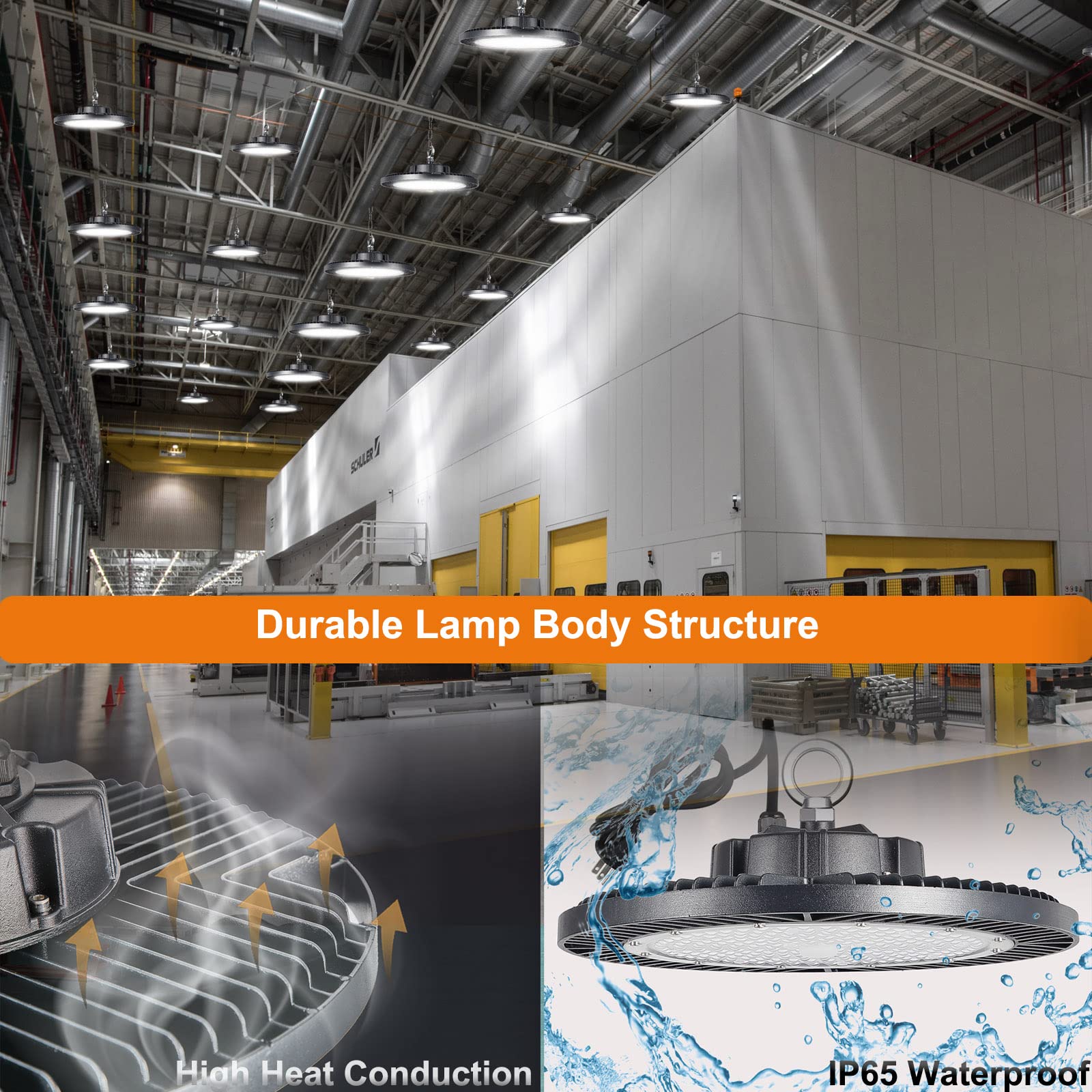 240W High Bay LED Light 6 Pack, 33600lm (Eqv.1000W HID/HPS) 100-277V ...