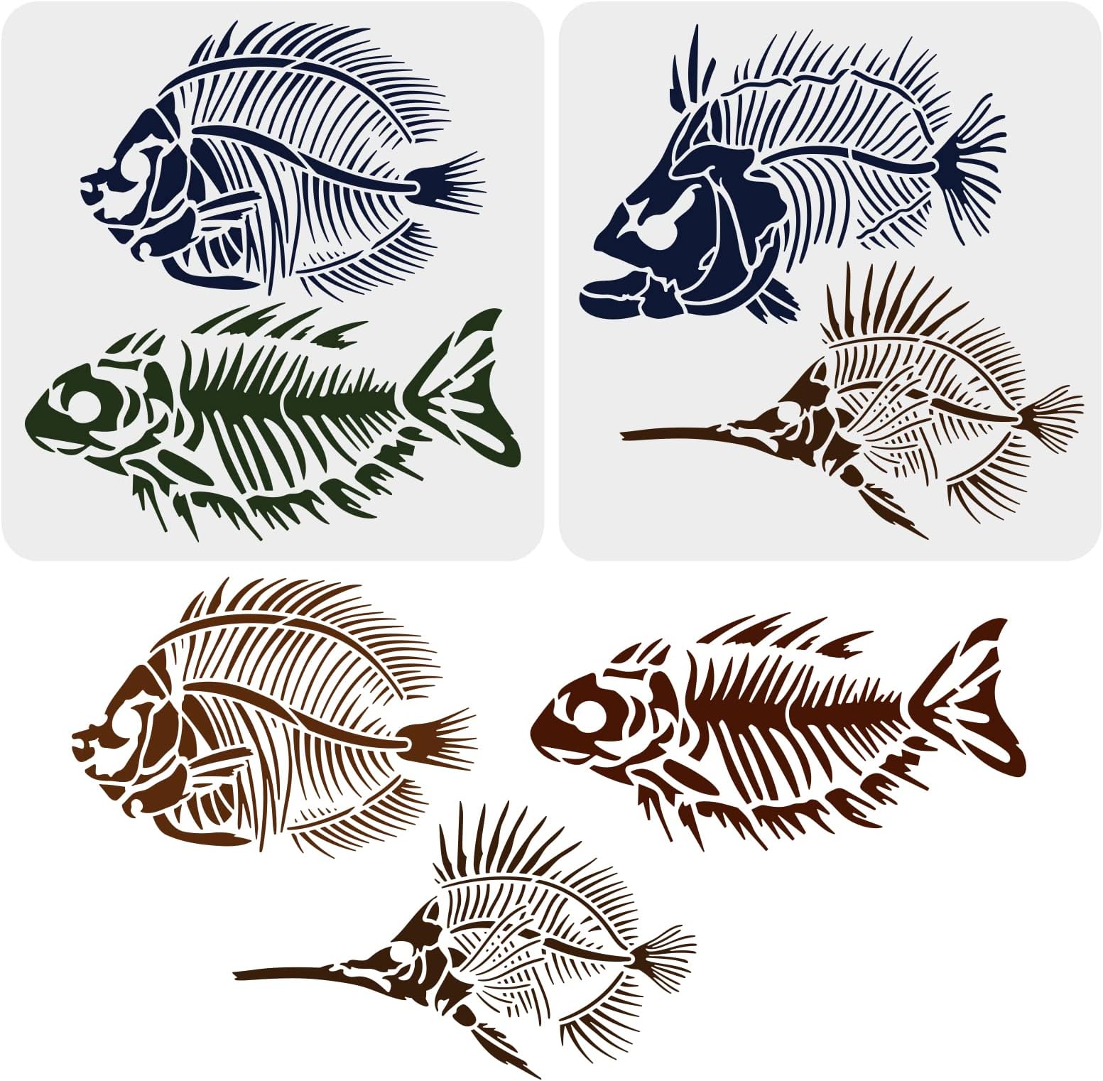Amazon.com : Fish Stencil, Skeleton Fish Stencil - Fish Stencils for Painting on Wood, Canvas ...