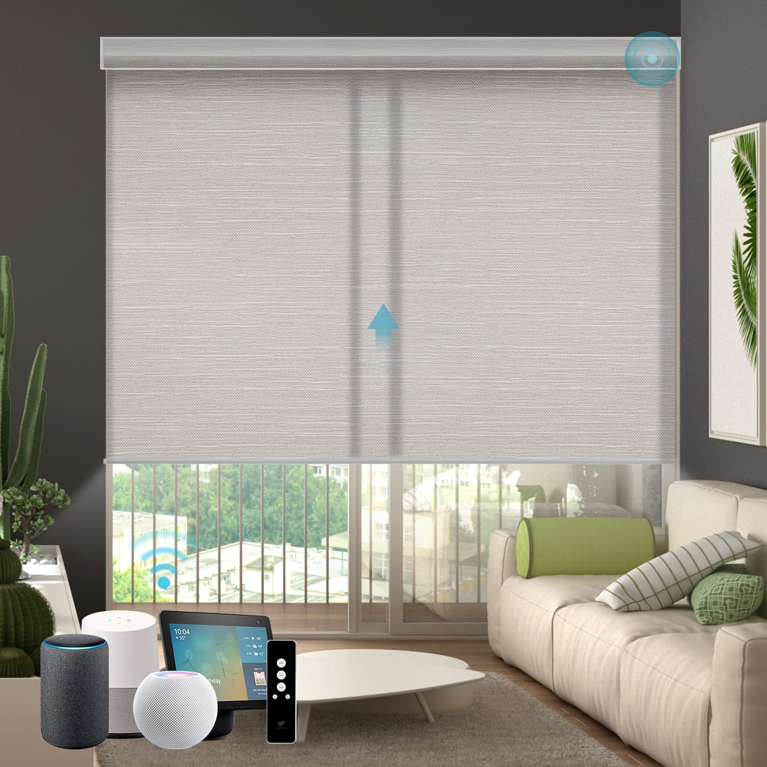 Amazon.com: SmartWings Motorized Blind Light Filtering Shade Work with ...