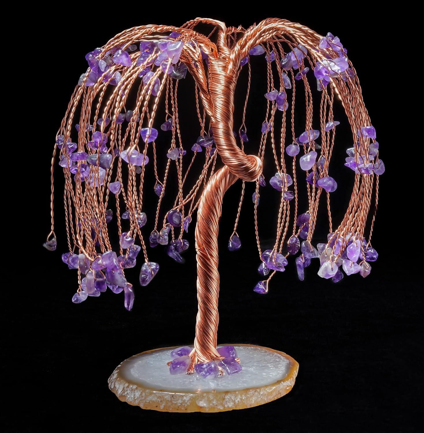 Arbre en cristal d'améthyste avec base de géode en tranche d'agate – Arbre de vie chakra ...