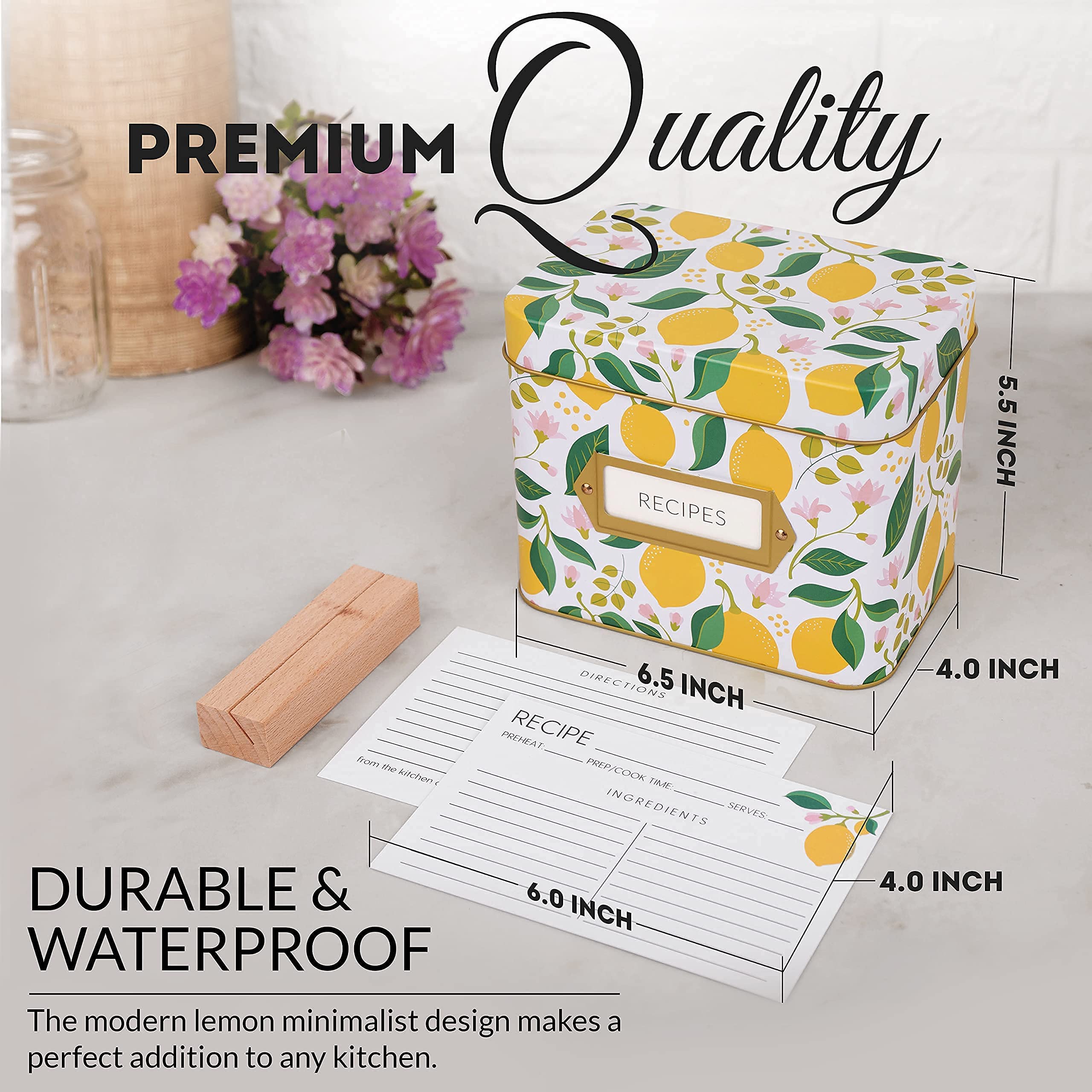 Buy Lemon Recipe Box with Cards and Dividers - 60 Lemon Decor Recipe ...