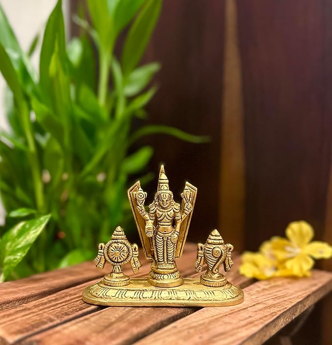 Buy Laya 100% Pure Brass Tirupati Balaji Idol | Perumal with Sangu ...