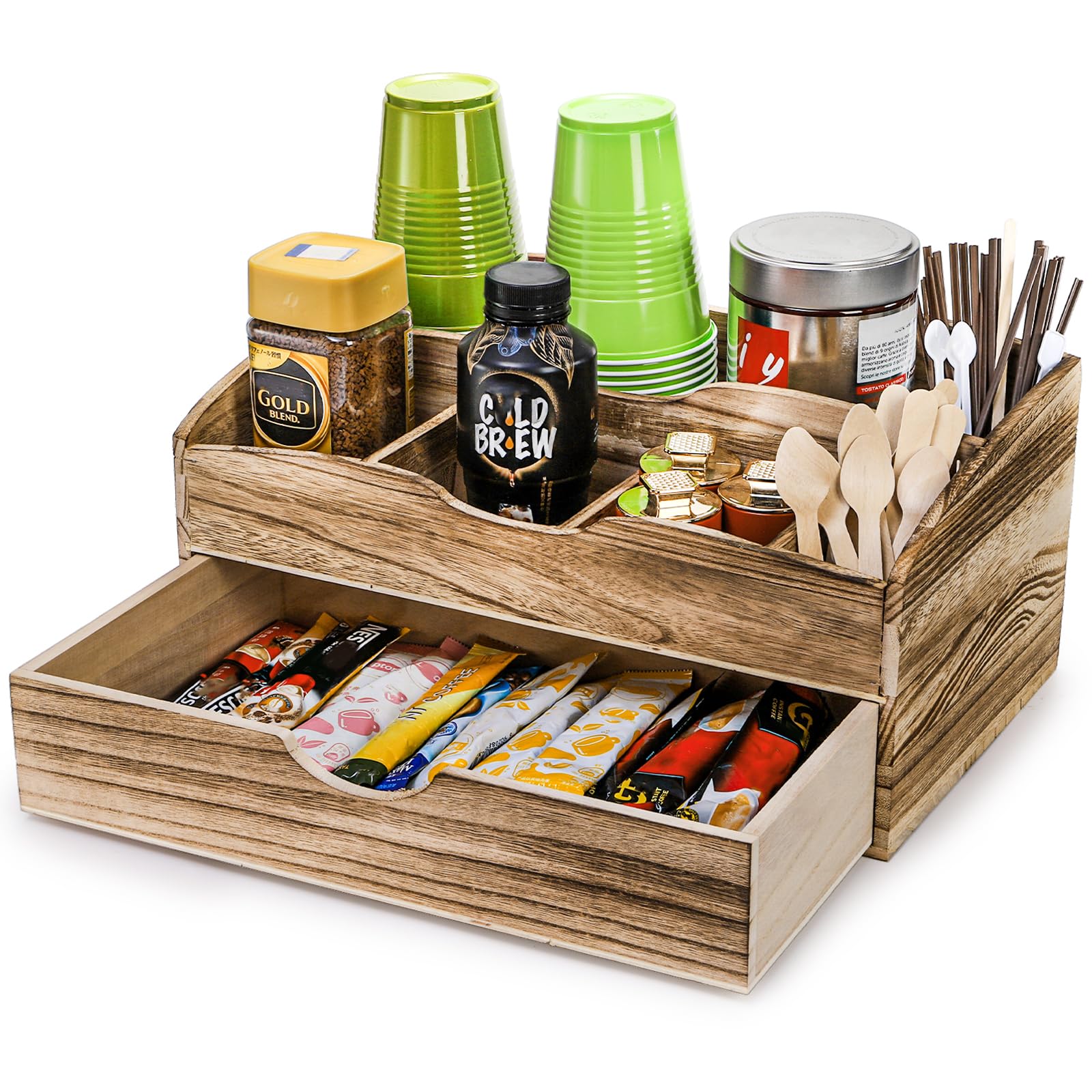 Amazon.com: Lawei Coffee Station Organizer for Counter with Drawer ...