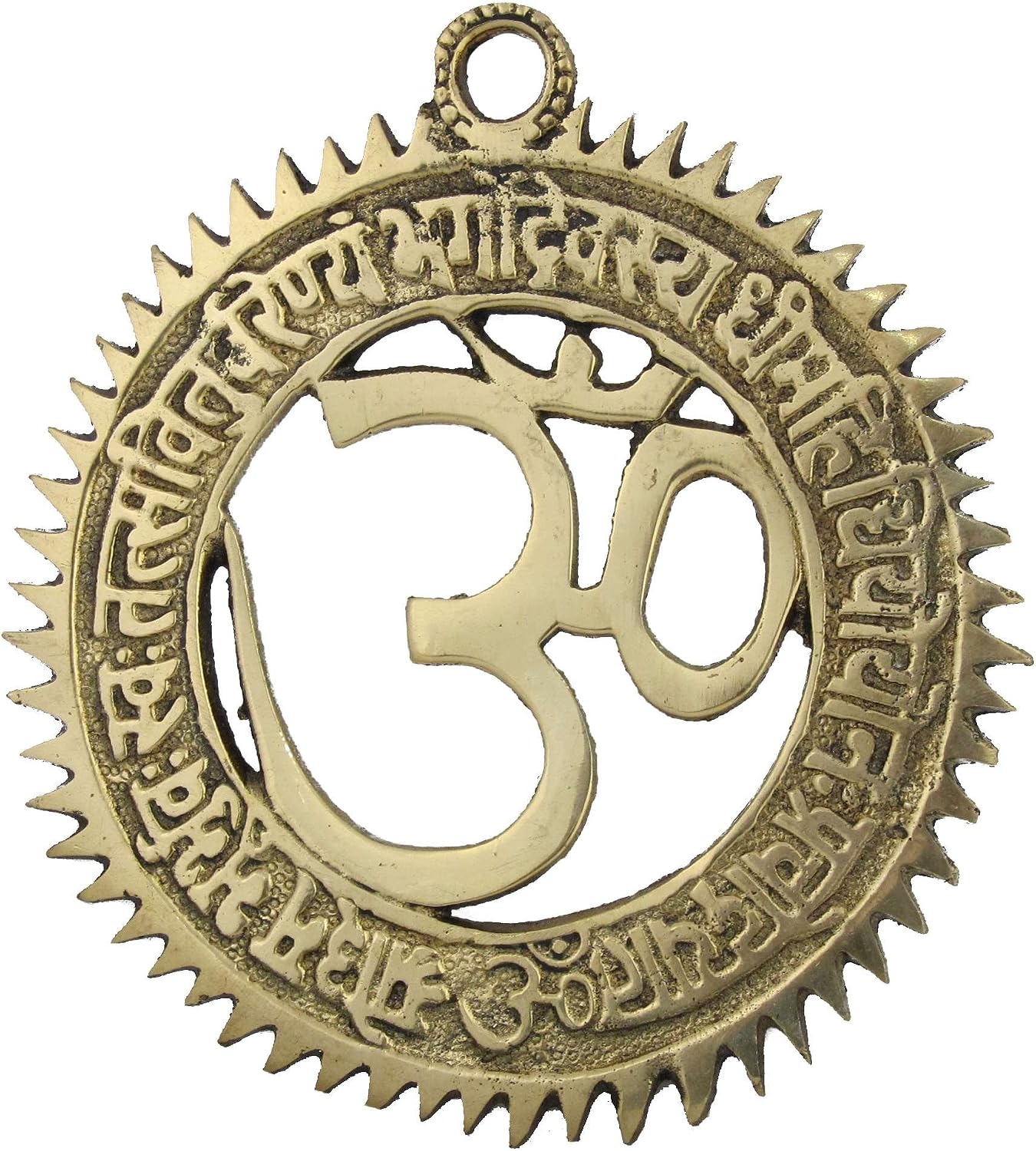 ShalinIndia Hindu Symbol Plaque OM with Gayatri Mantra Brass 5.5 Inches ...