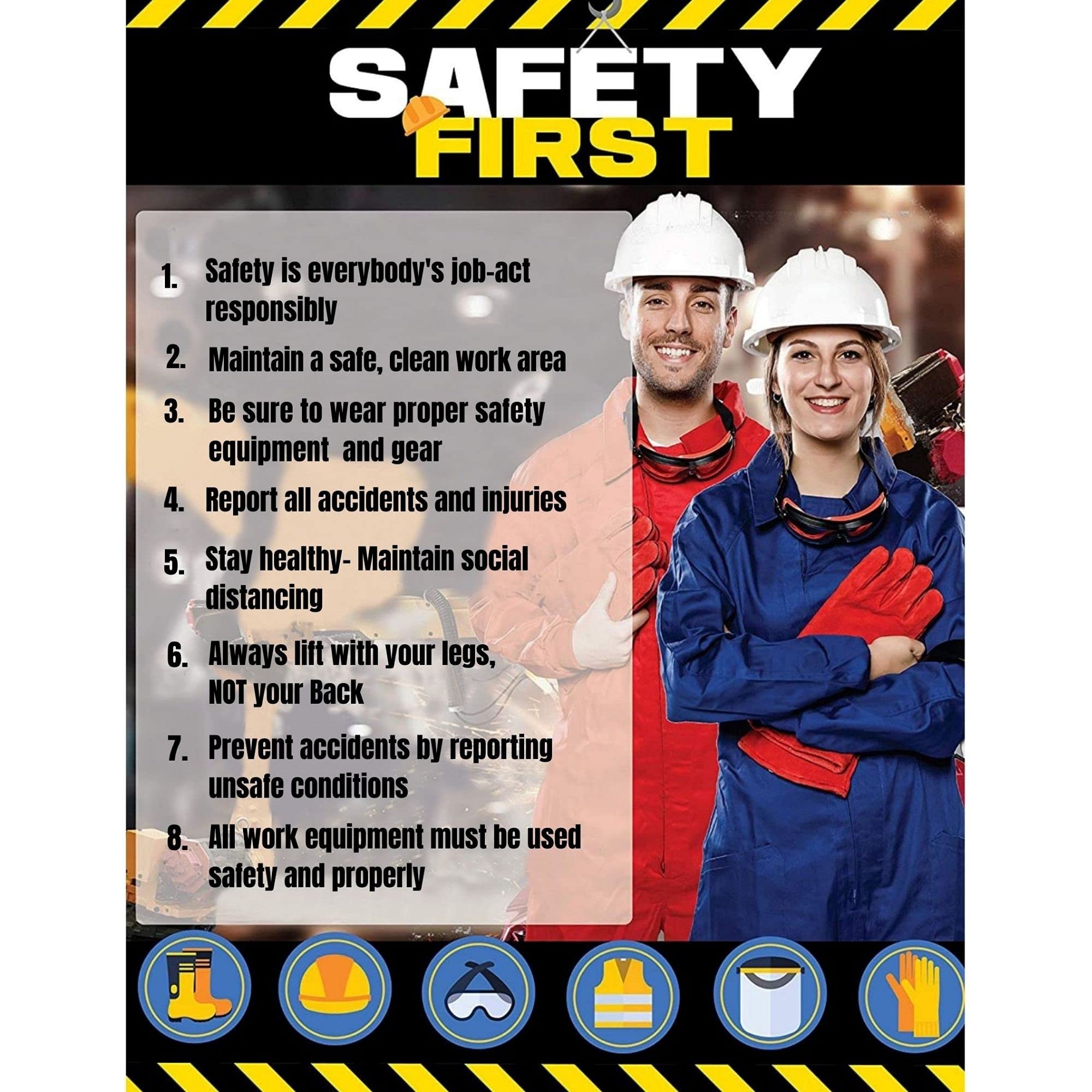 Safety Awareness Poster Safety First 17 X 22 Laminated Front ...