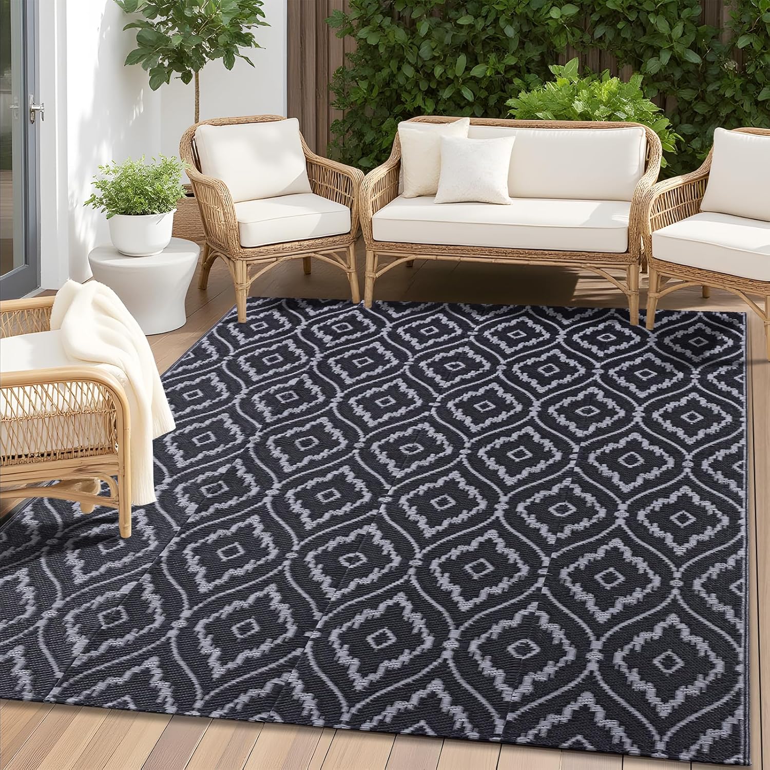 Amazon.com: OLANLY Outdoor Rug 5x8 ft Waterproof, Plastic Straw Rug ...