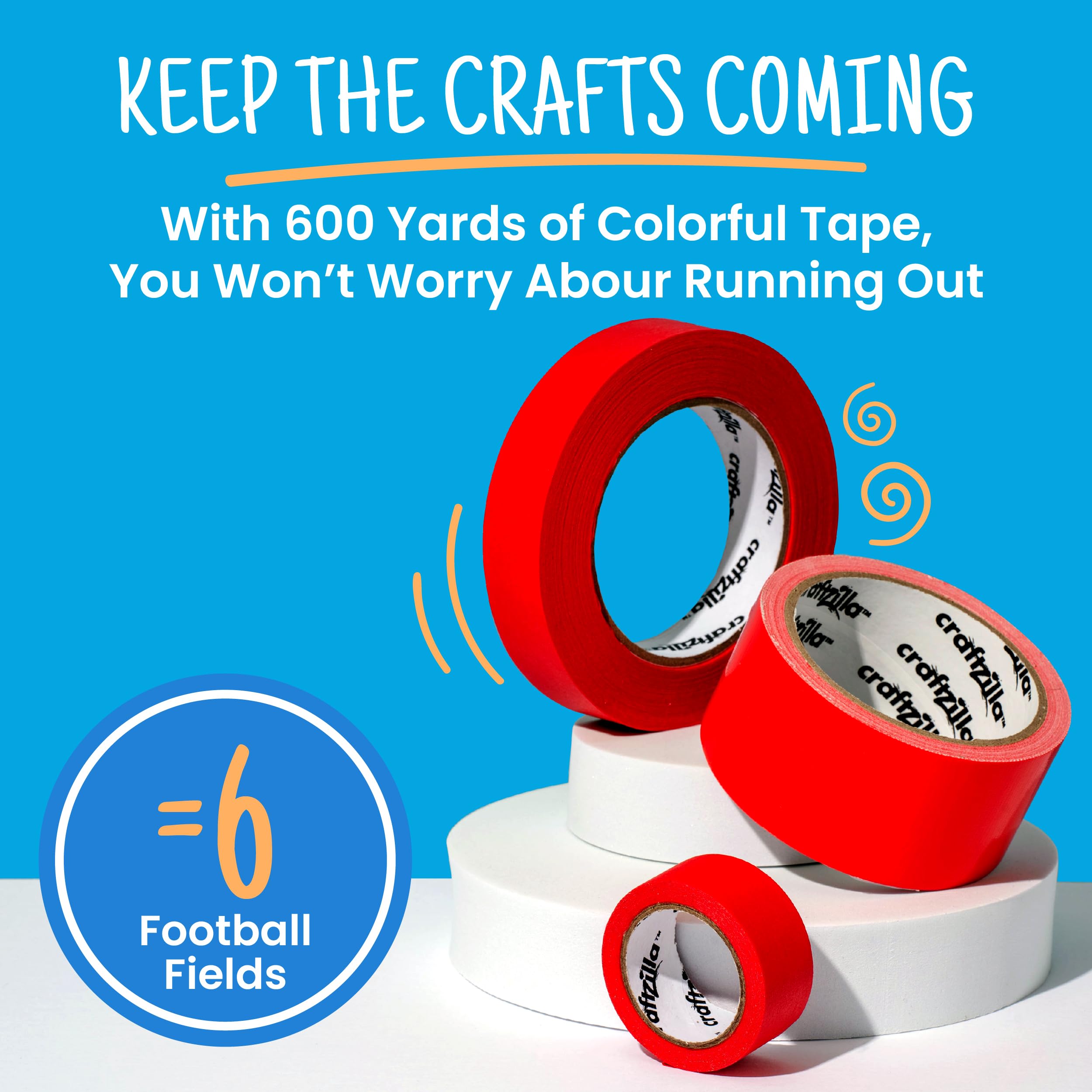 Snapklik.com : Craftzilla Colored Masking Tape 6 Roll Multi Pack 10 ...