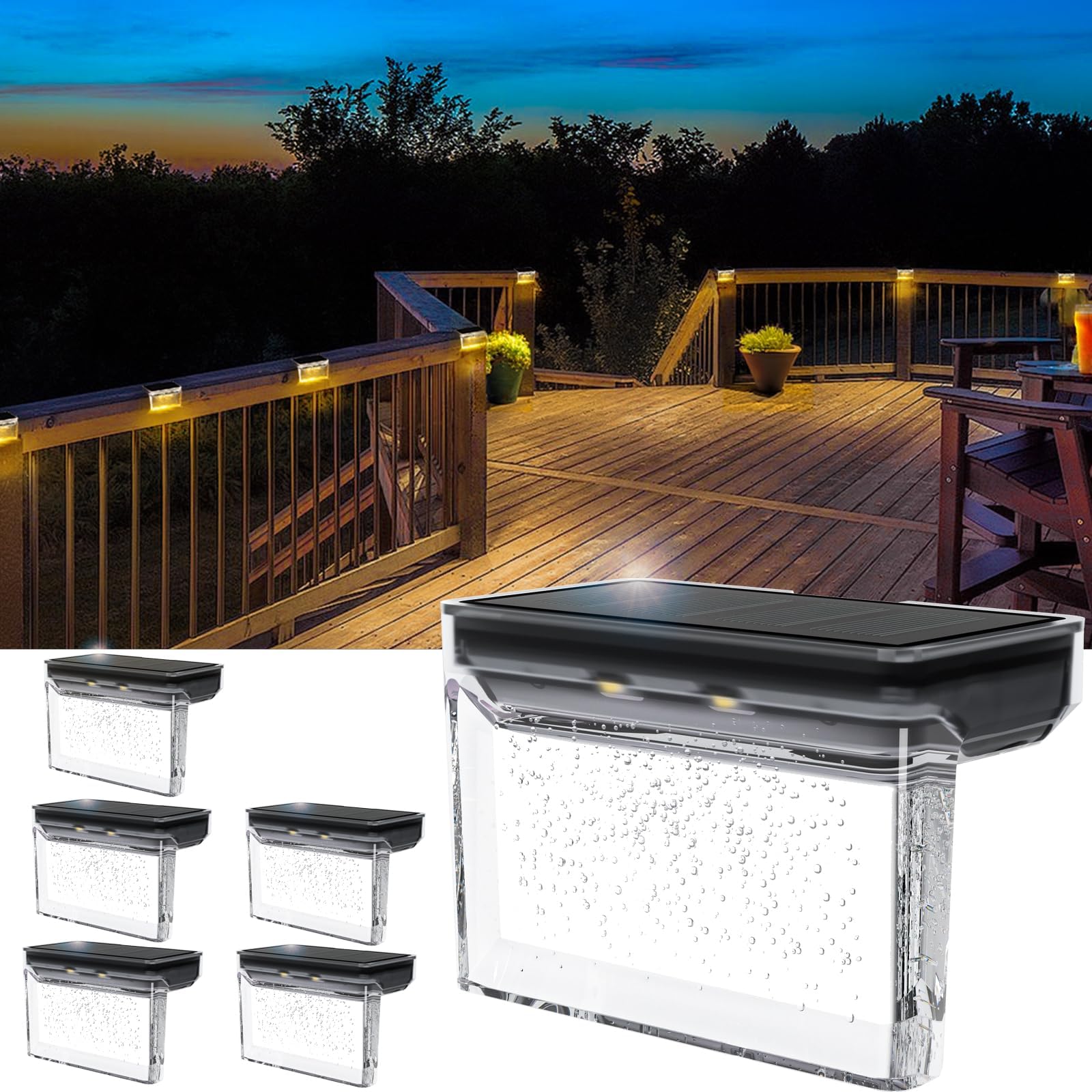 VISFLAIR Solar Deck Lights, 8 Pack Solar Step Lights Outdoor Waterproof ...