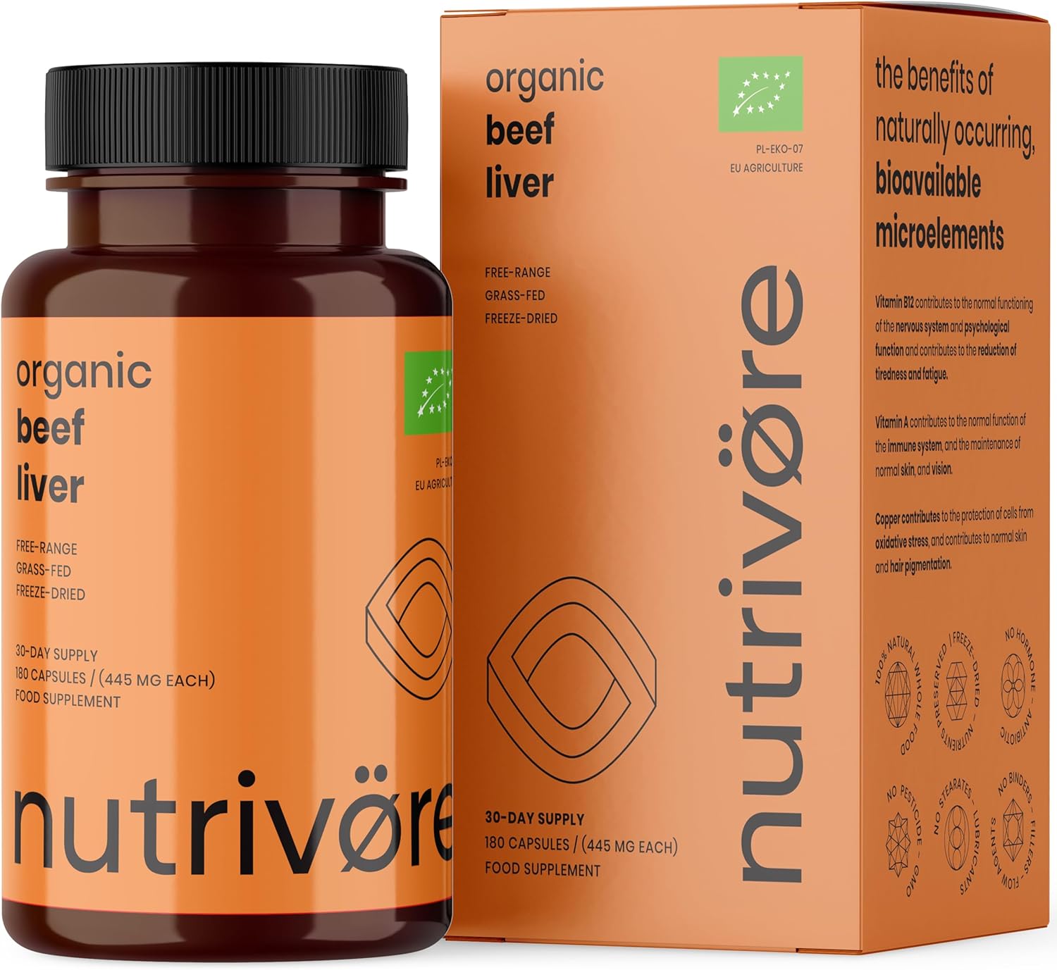 Nutrivore Organic Grass Fed Beef Liver Supplement - Natural Source of ...