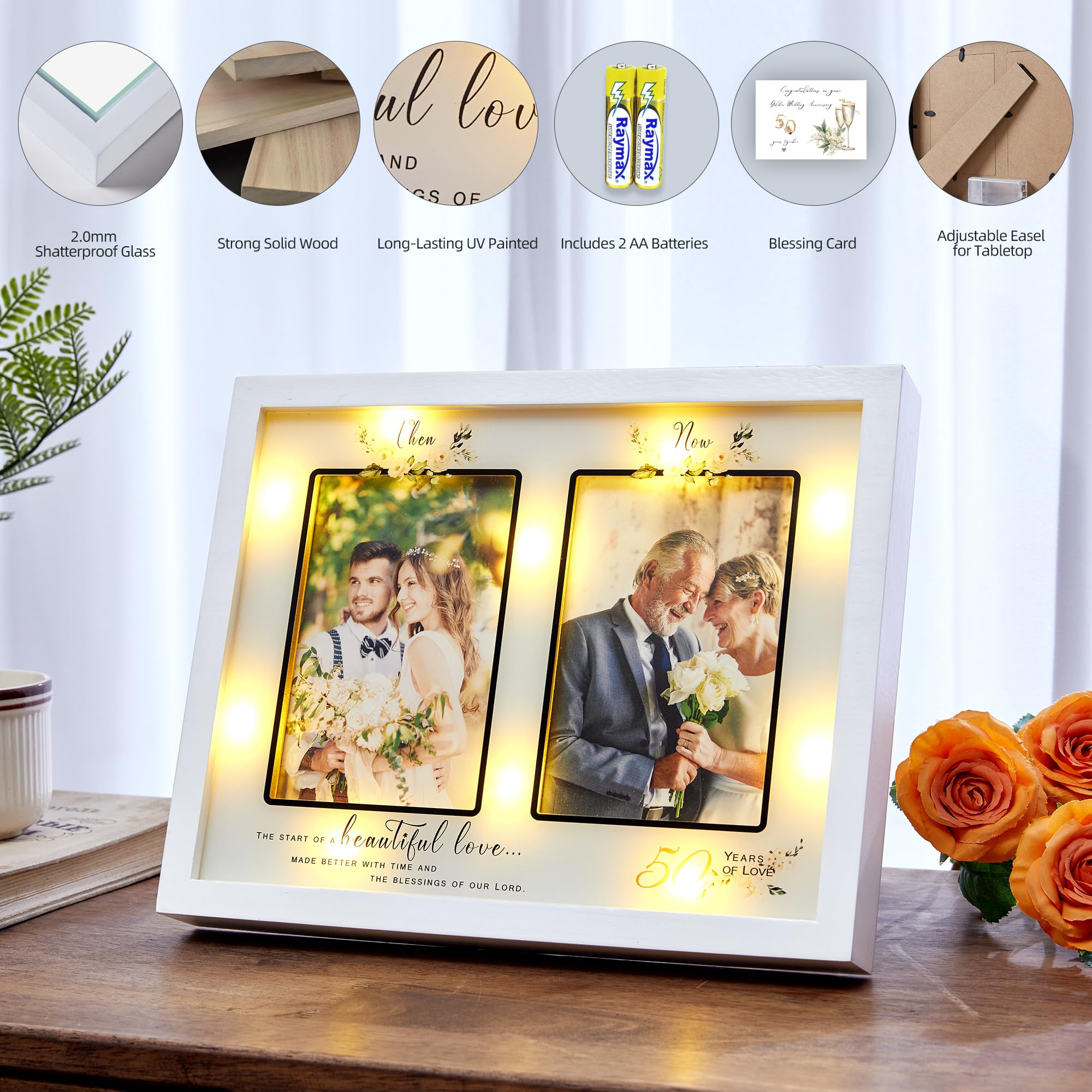Snapklik.com : Then & Now 50th Anniversary Picture Frame For Couple ...