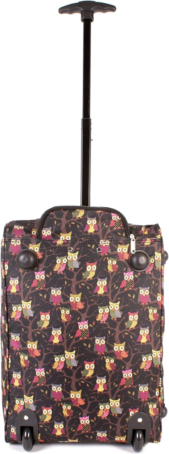 CABIN-WB-OP-01 Black Owl Print Two Wheeled Light Cabin Suitcase Hand ...