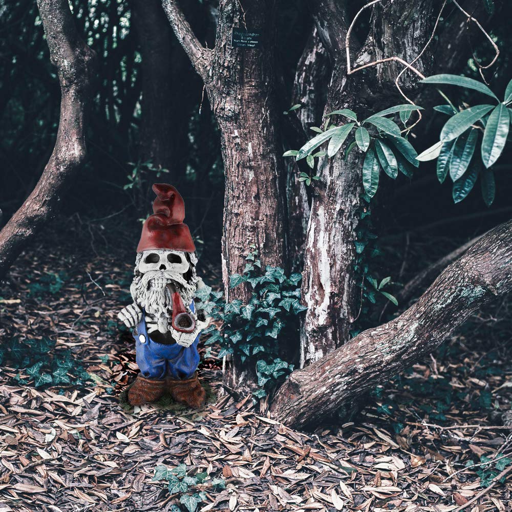 Design House Fall Statuary 319657 19" Skeleton Man Gnome with Pipe Lawn ...