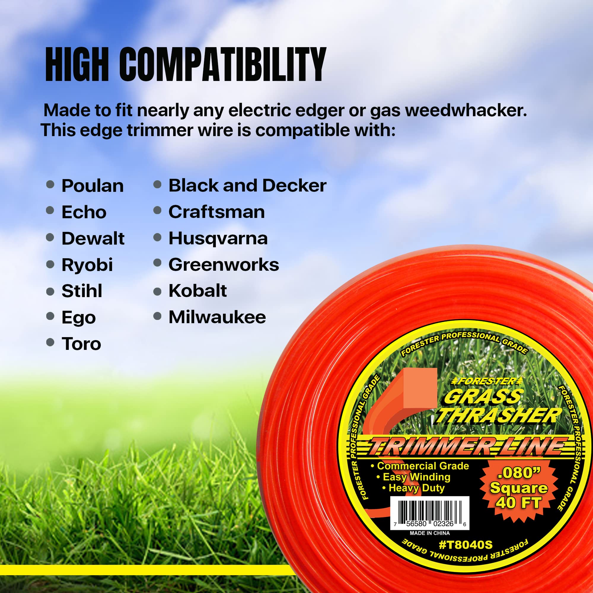 FORESTER Heavy Duty Trimmer Line – Grass Thrasher Round or Square Edge ...