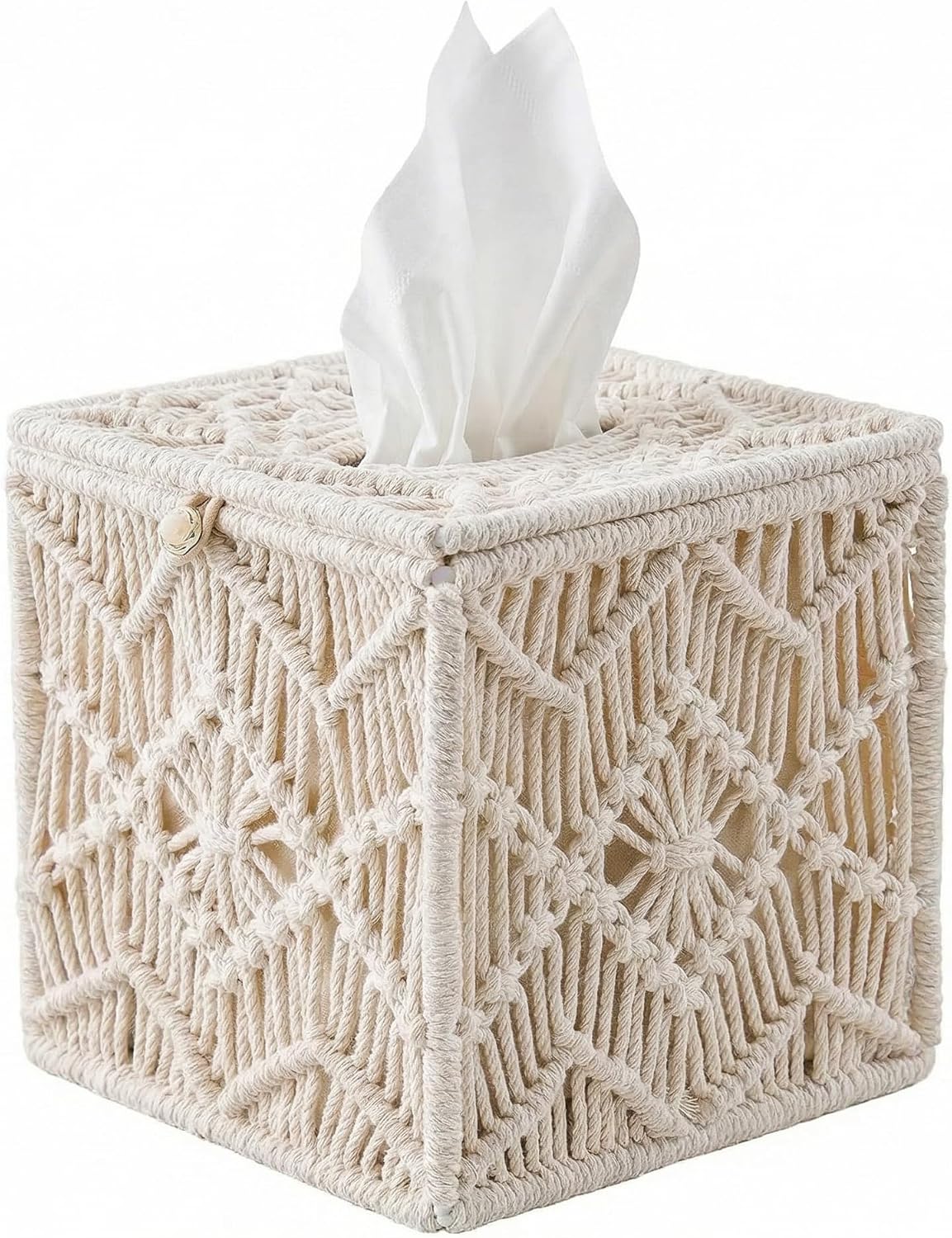 Amazon.com: Tissue Box Cover, Handmade Woven Tissue Box with Bead ...