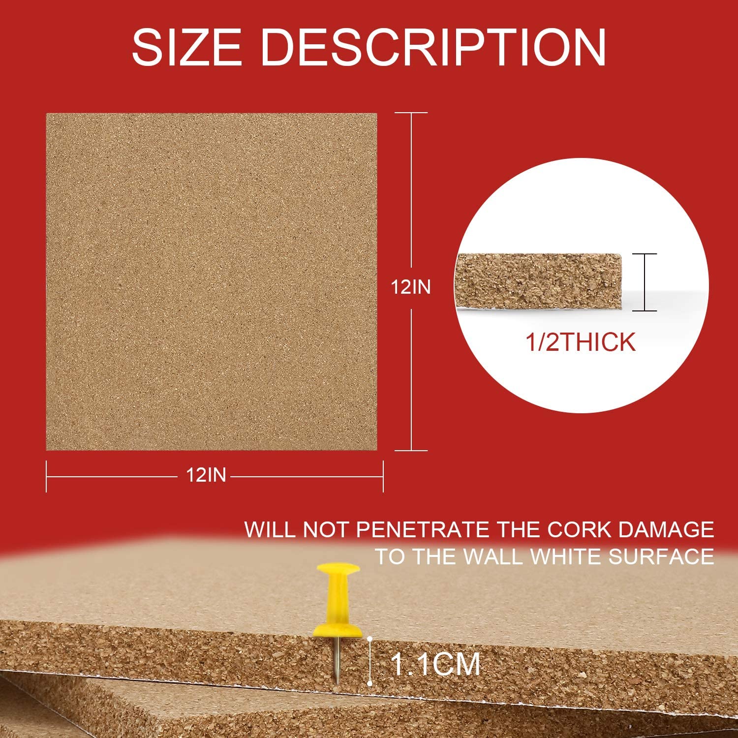 ODOME Cork Board Tiles 12â€?X 12â€? â€“ 1/2â€? Thick Cork Board â ...