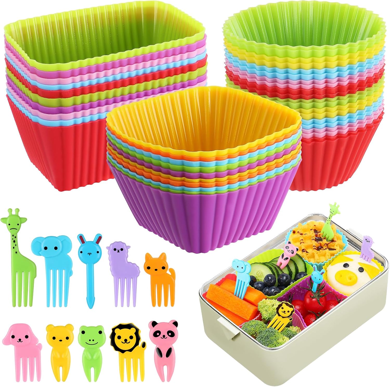 Amazon.com: Biubee Silicone Lunch Box Dividers - 40Pcs Bento Lunch Box ...