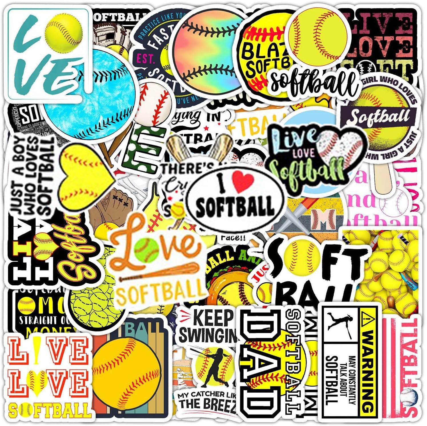 Amazon.com - Softball Heart Sticker - 3" Laptop Sticker - Waterproof ...