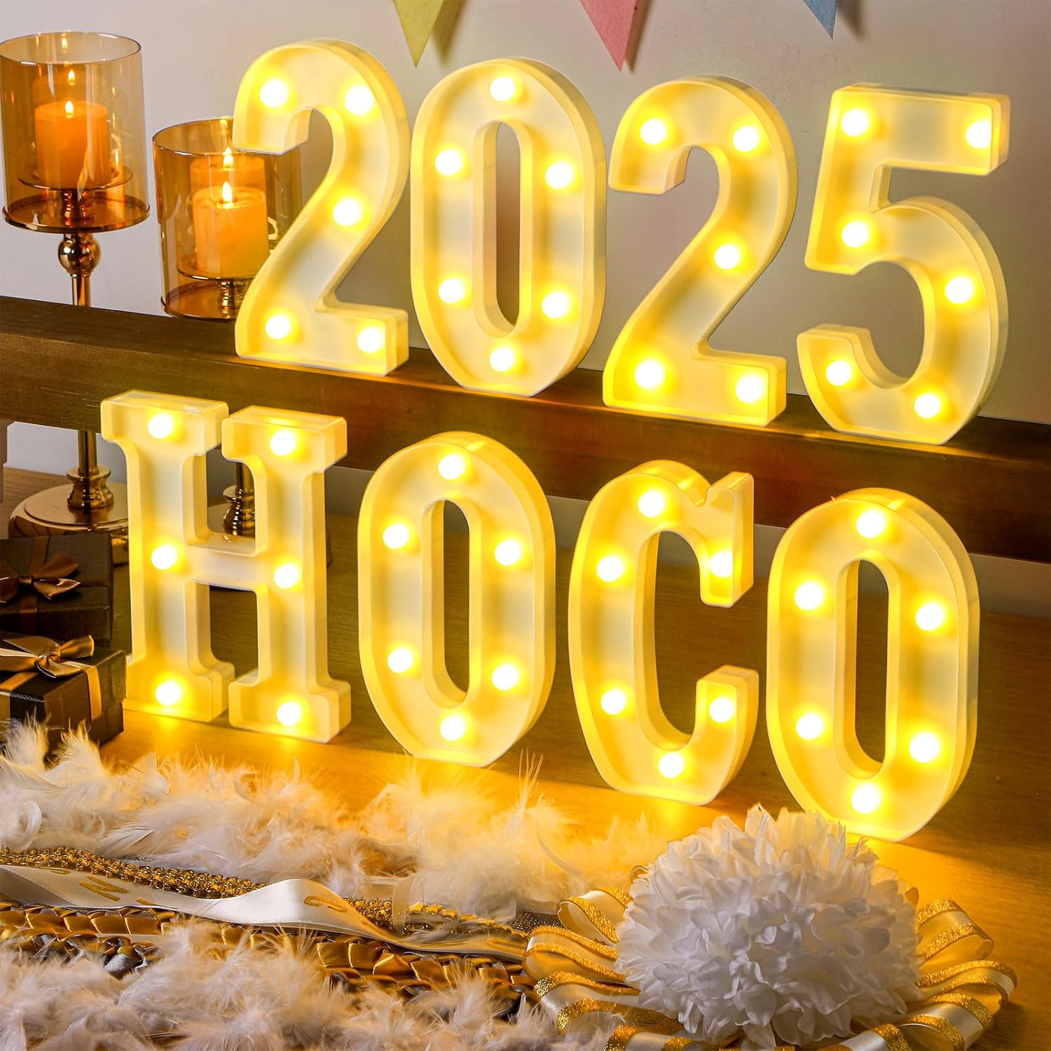 Amazon.com: Honoson 8 Pcs HOCO 2025 Sign Homecoming LED Letter Lights ...