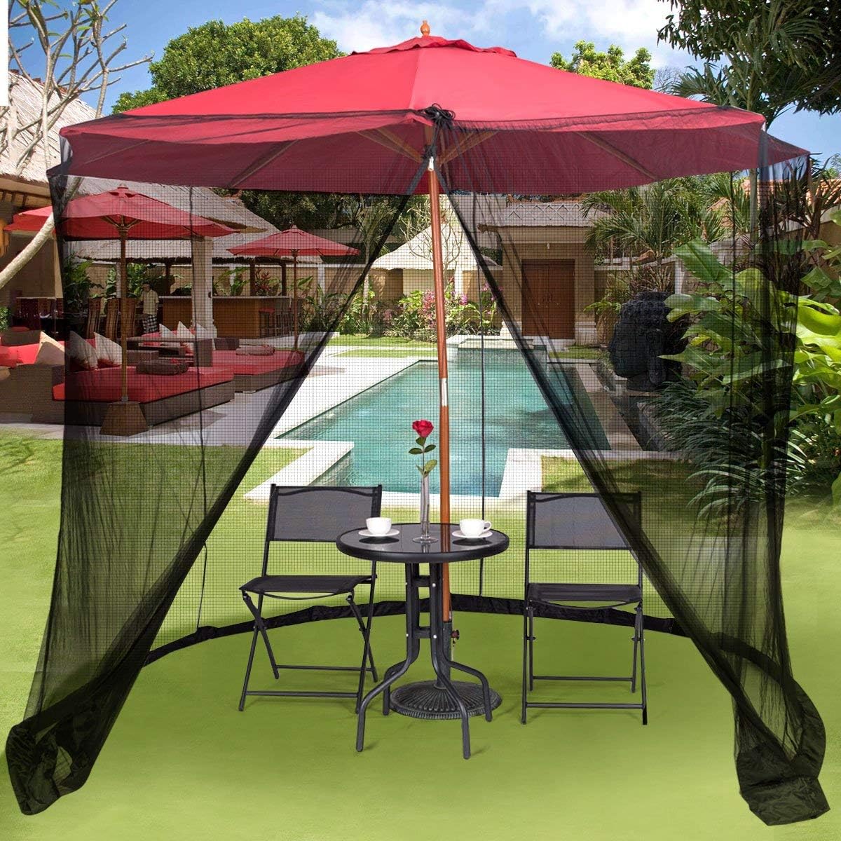 Amazon.com: BAOZOON Patio Umbrella Cover Outdoor Camping Tents Mosquito ...