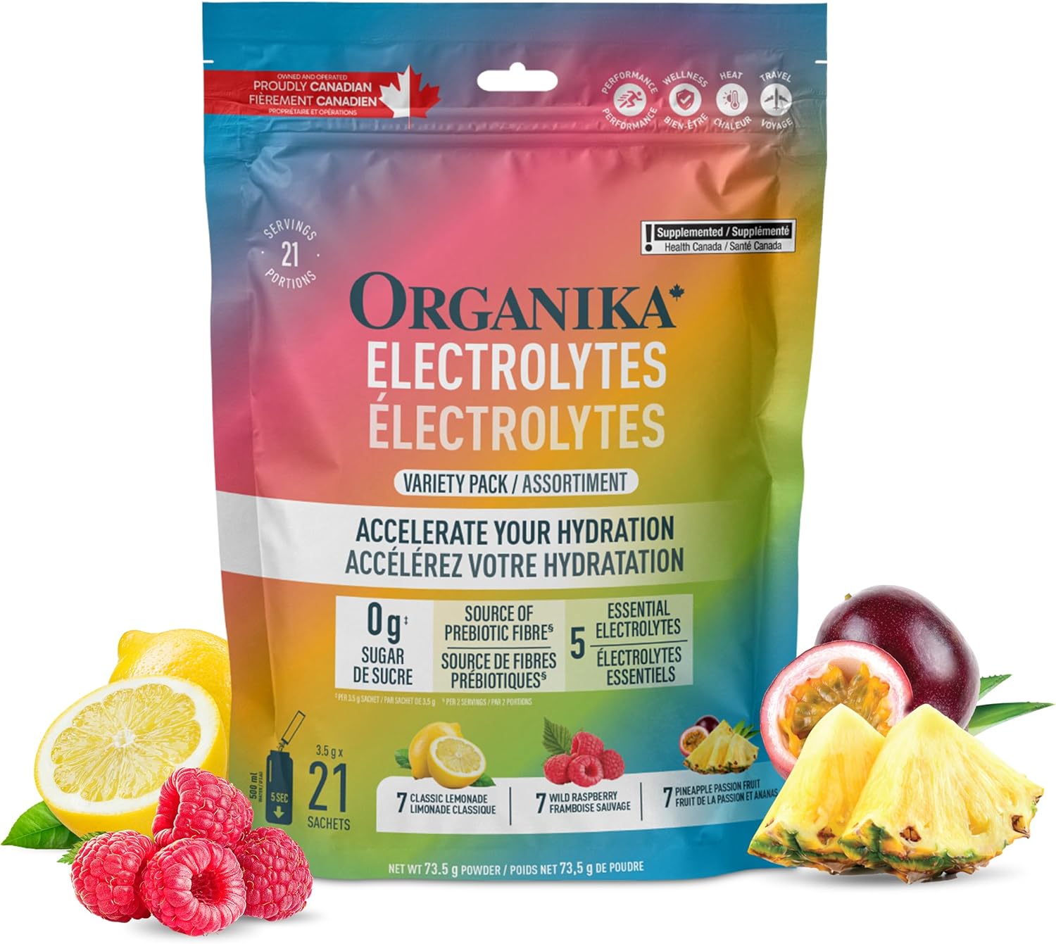 Organika Canadian-Made Electrolytes Powder - Variety Pack Sachets ...