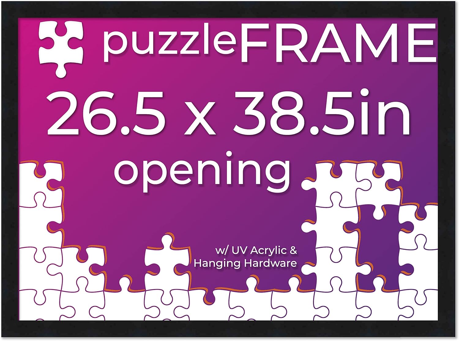 Amazon.com: 26.5x38.5 Black Puzzle Frame | Solid Wood Black Puzzle ...