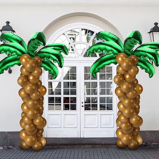 Amazon.com: Sratte 100 Pcs Palm Tree Leaves Balloons Coconut Balloons ...