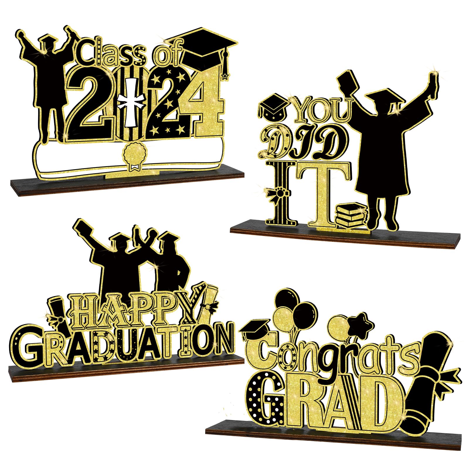 Class of 2024 Graduation Decorations,Wooden Graduation Table ...