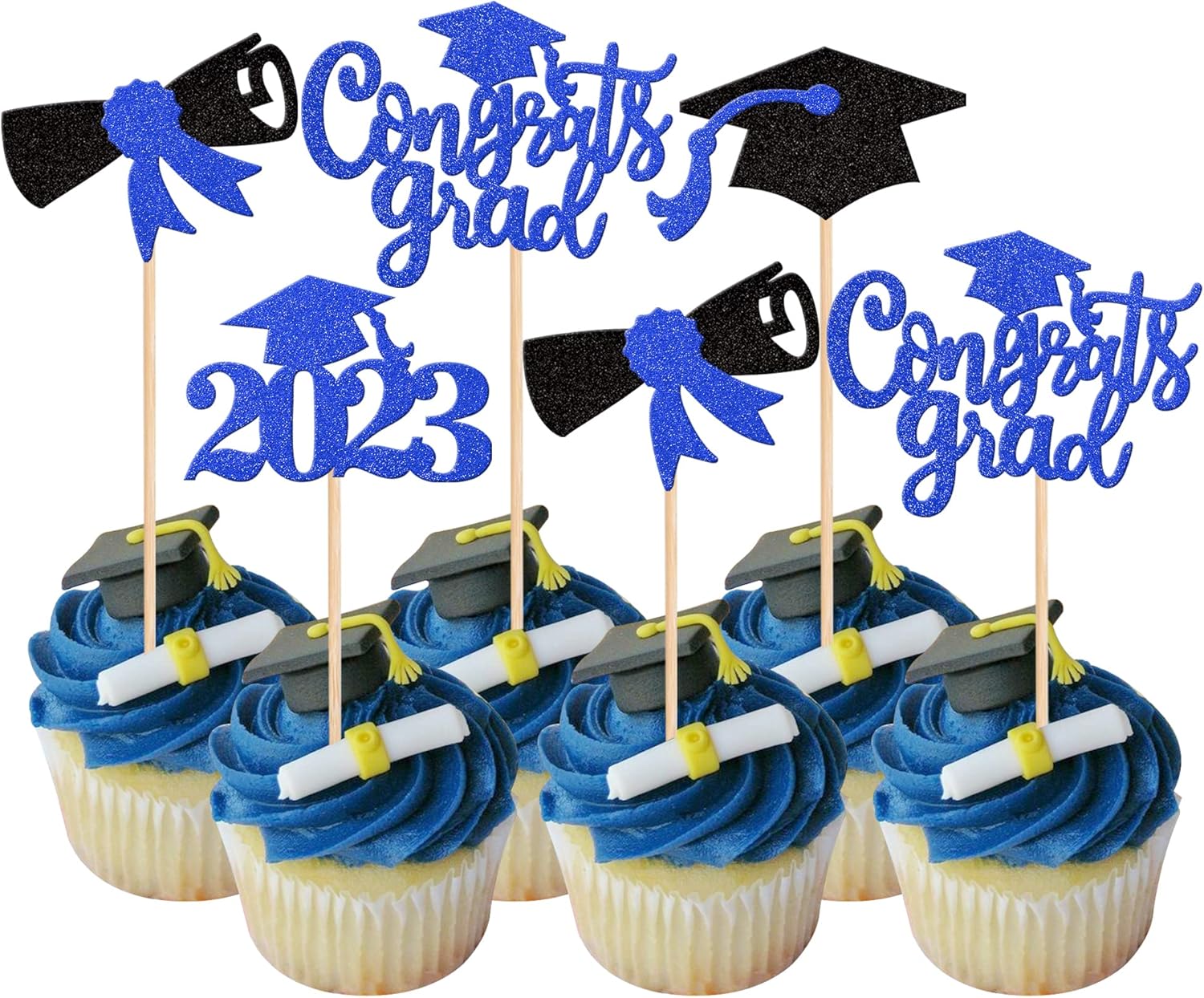 Amazon.com: 36 PCS 2023 Graduation Cupcake Toppers Glitter Class of ...