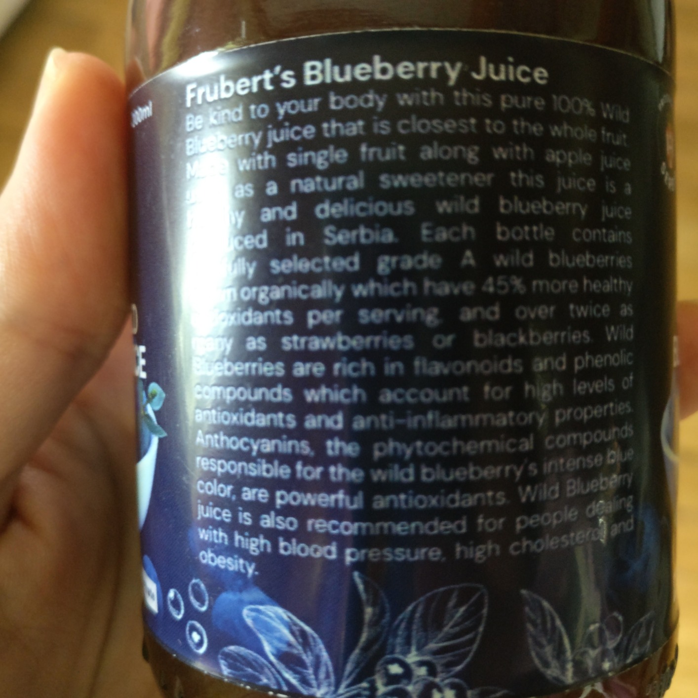 Frubert Organic Wild Blueberry Juice,200 ml,Healthy,Natural,Fresh,High ...