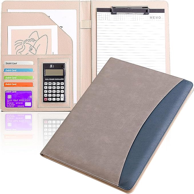 Schreibmappe A4, A4 Konferenzmappe mit Taschenrechner, Klemmbrettmappe ...