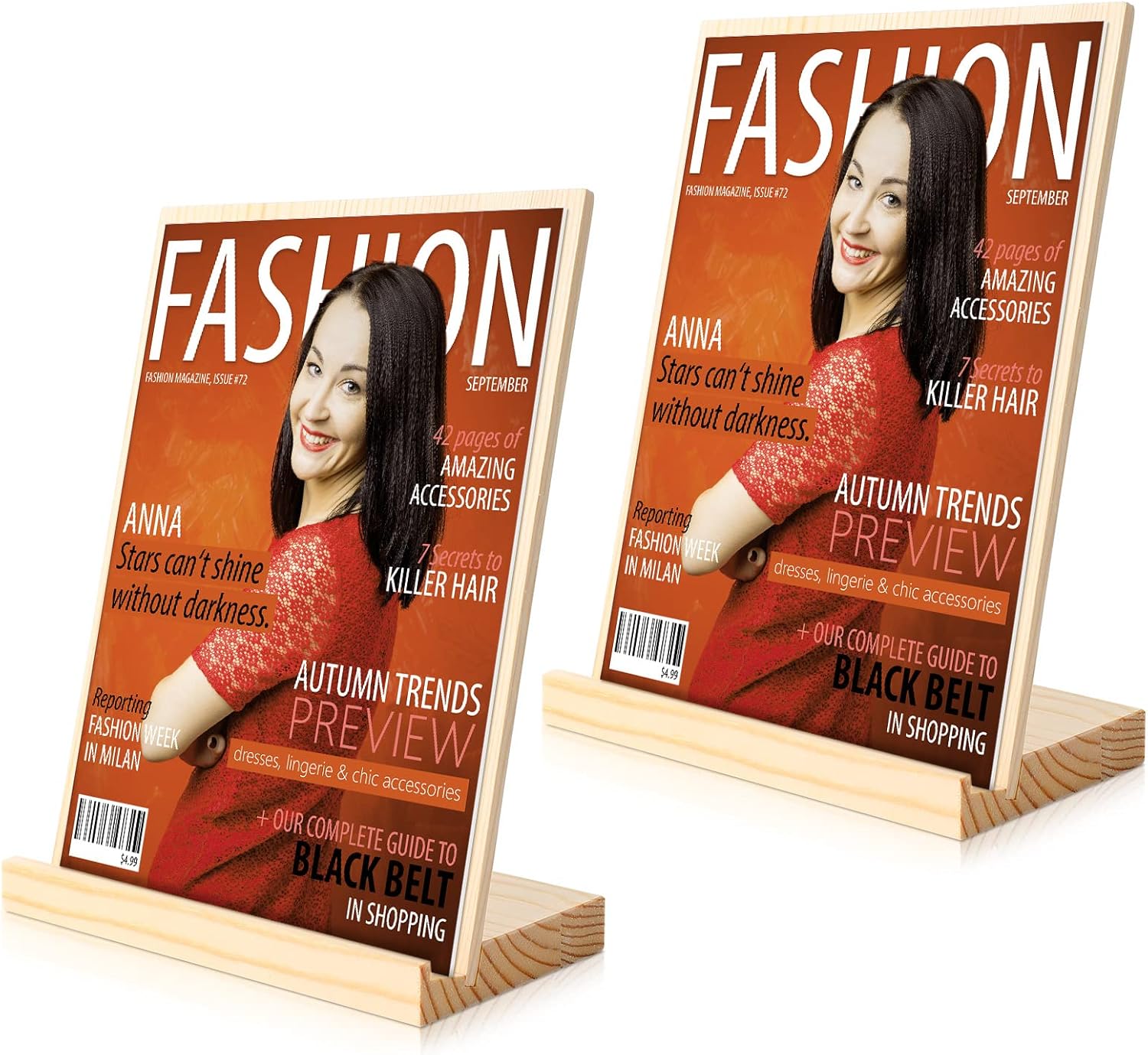 Amazon.com : 2 Pcs Wooden Sign Holder Table Brochure Display Stand Desk ...