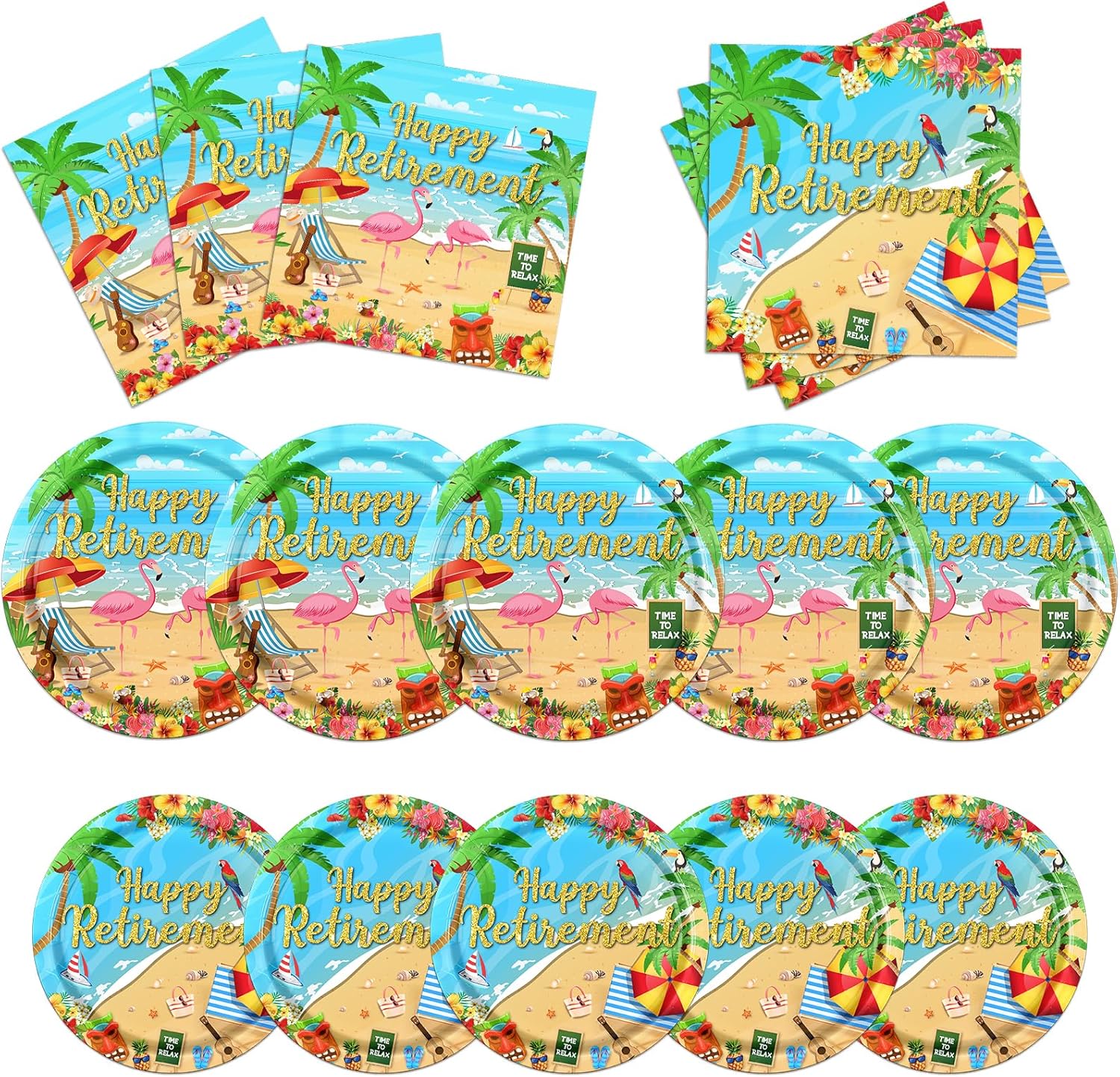 Amazon.com: Guzbewu Tropical Retirement Party Decorations, Dinnerware ...